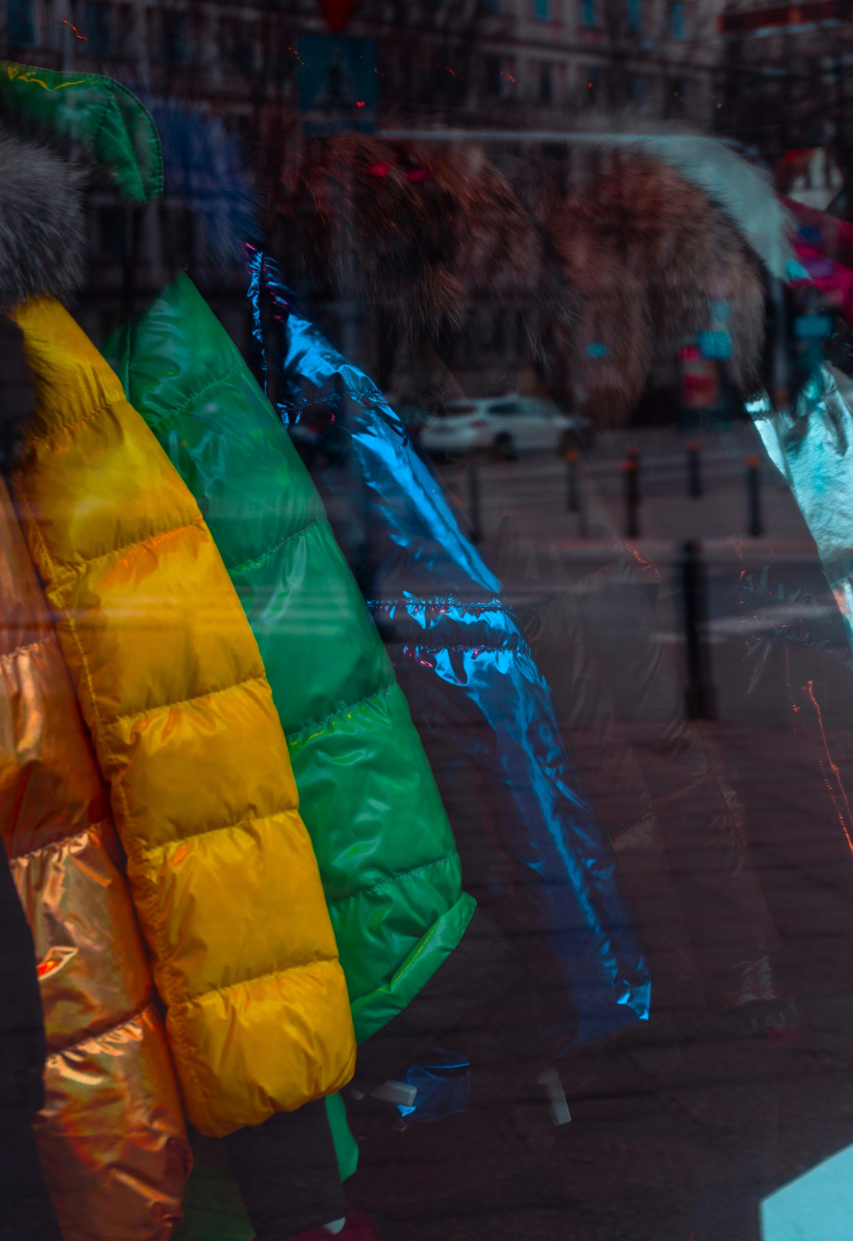 Colorful Winter Reflections in the City Glass