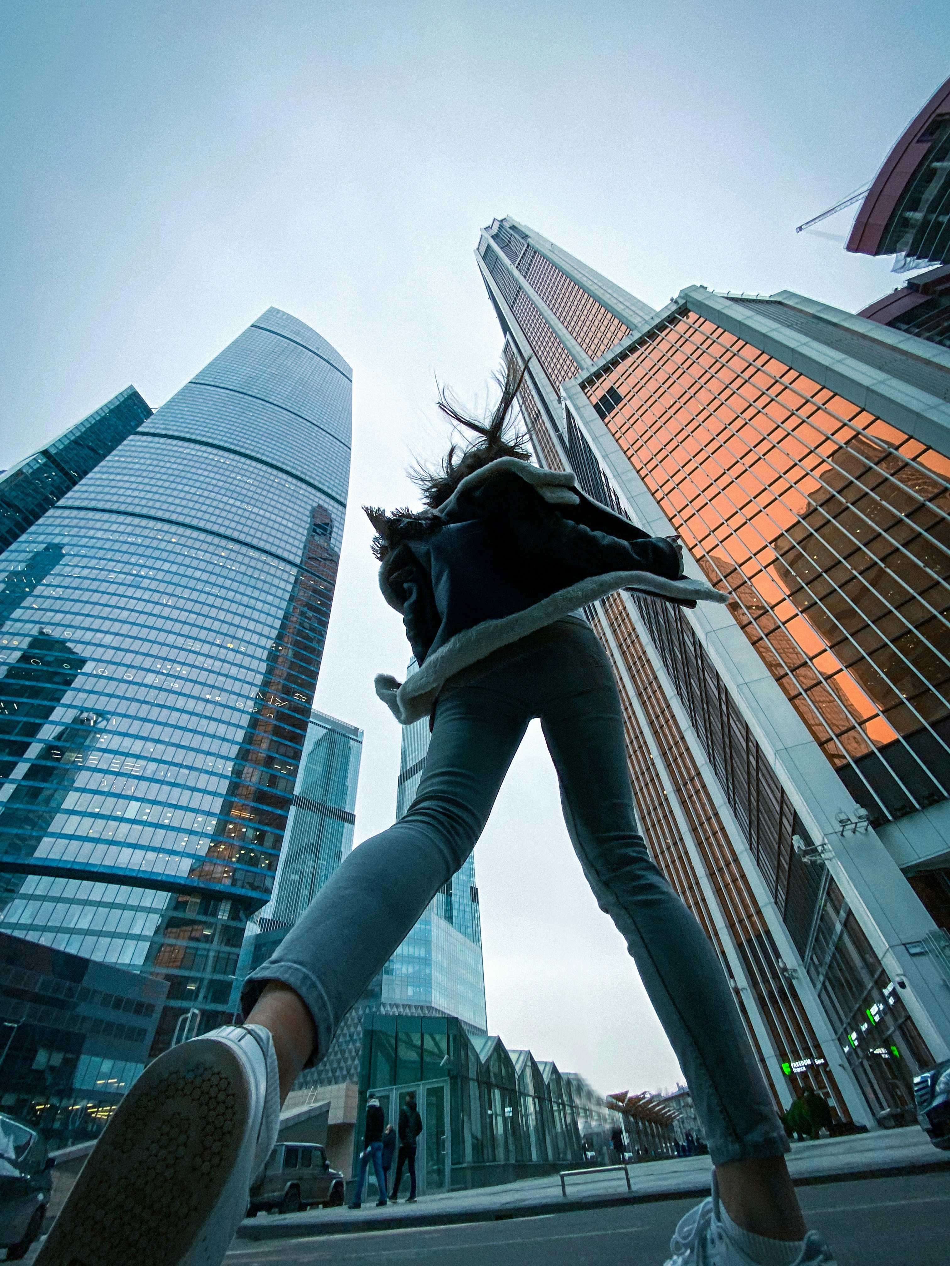 Towering Ascent: A Low-Angle Sprint Through the City Canopy