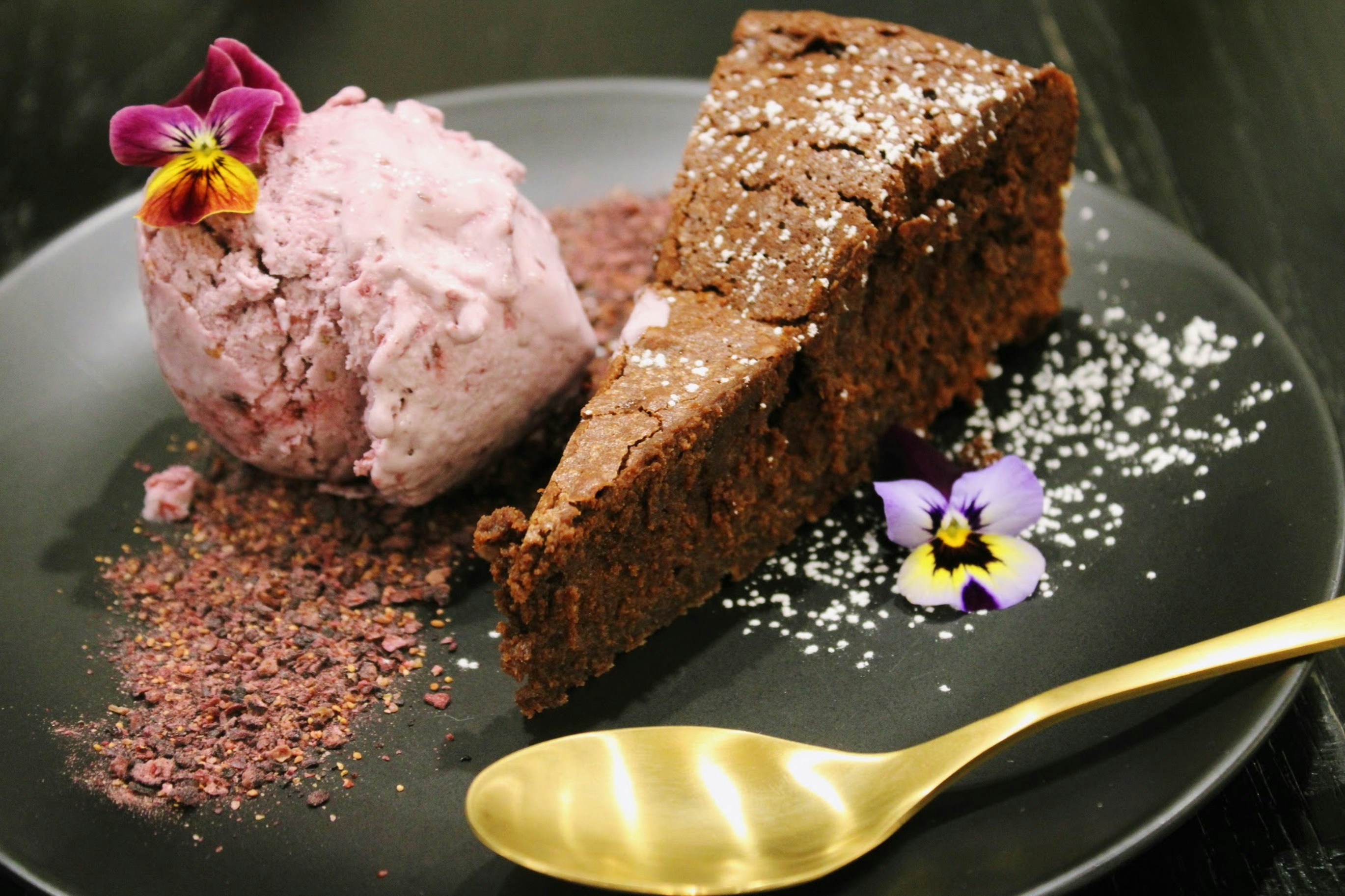 Floral Chocolate Decadence: Slice, Scoop, and Petal Art