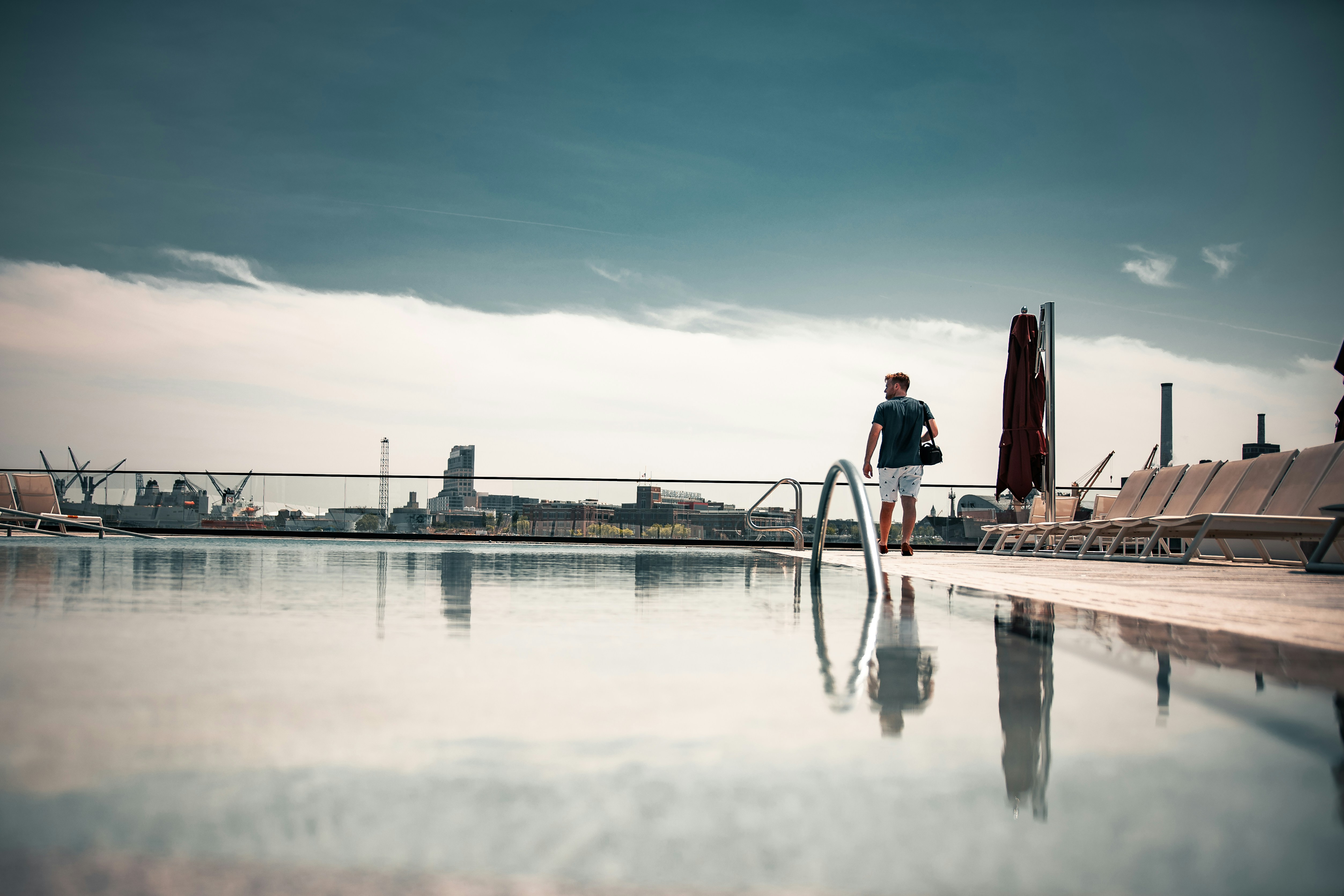 Urban Serenity: A Stroll by the Poolside