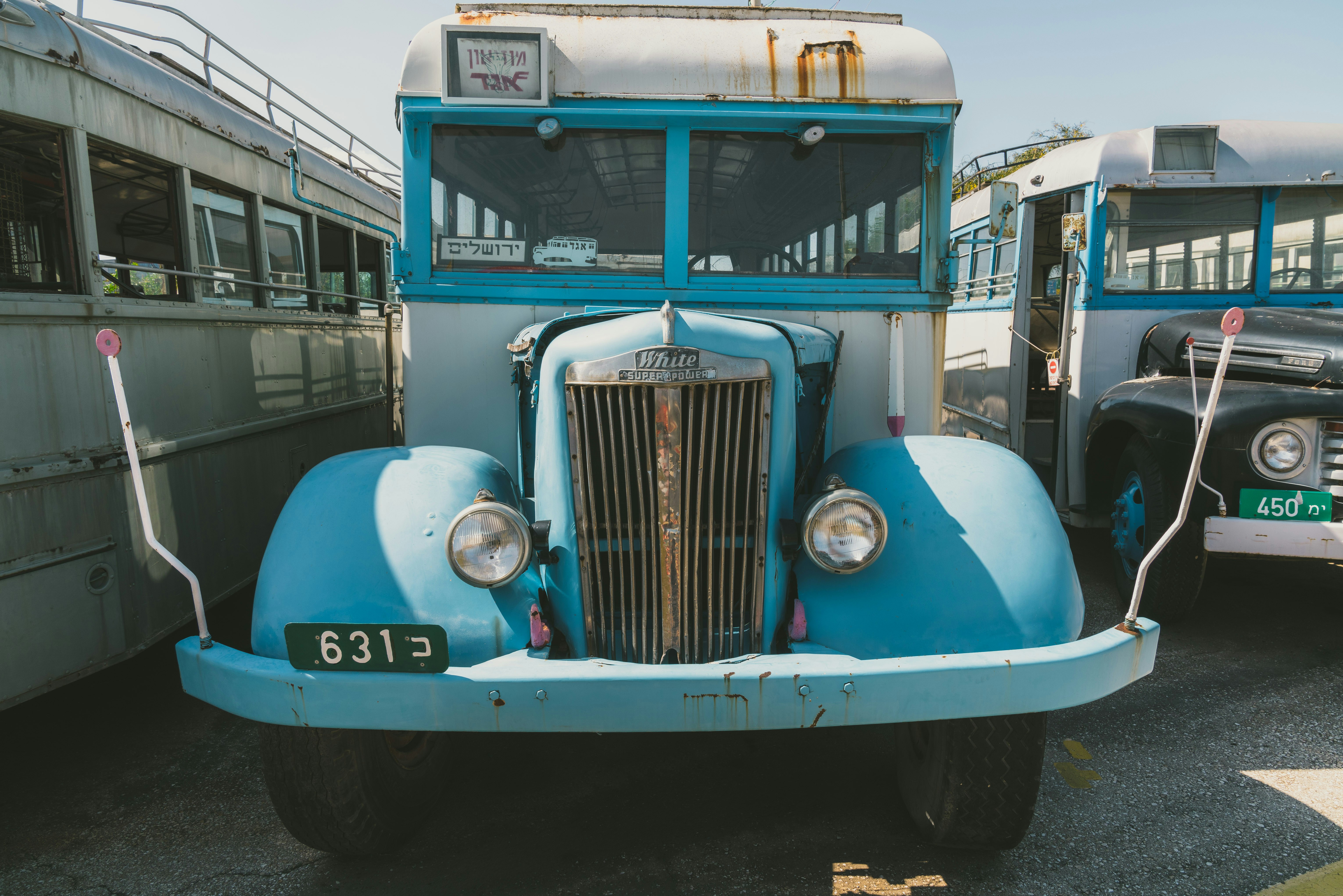 Chrome Grille at the Center: A Row of Vintage Blues