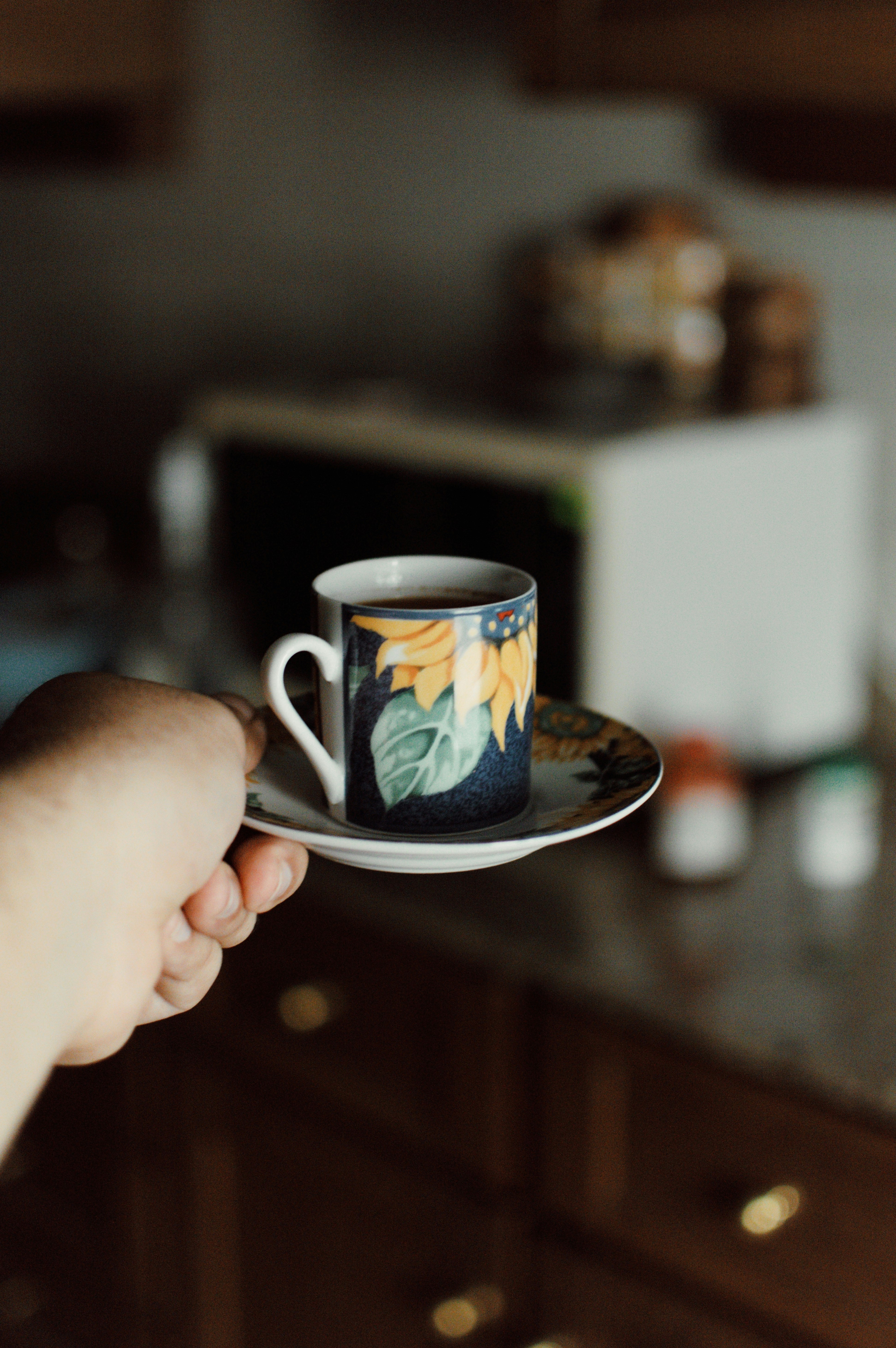 Sunflower Mug on a Saucer: A Handheld Moment in a Quiet Kitchen