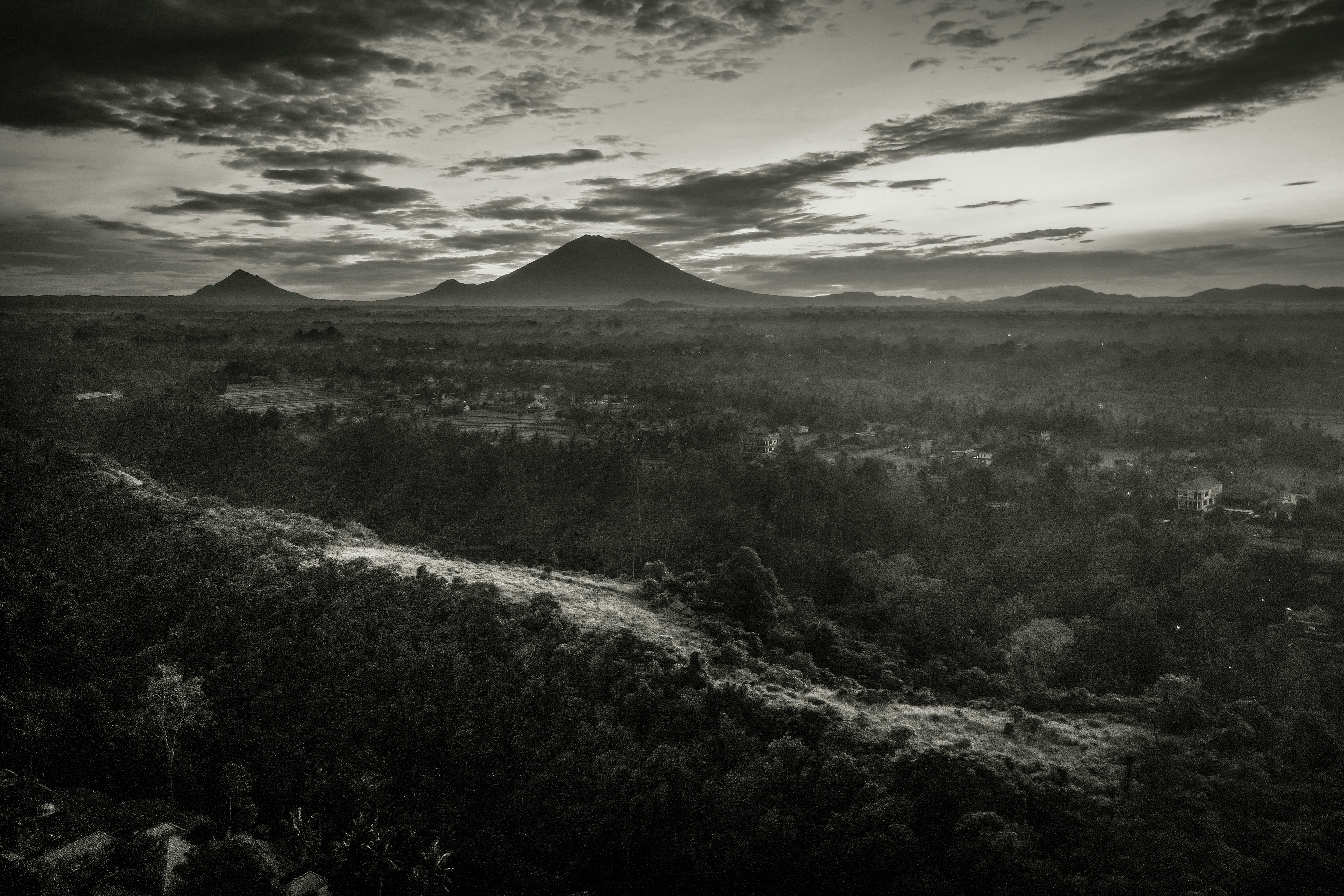 Grayscale photo of mountains and clouds photo – Free Bali Image on Unsplash