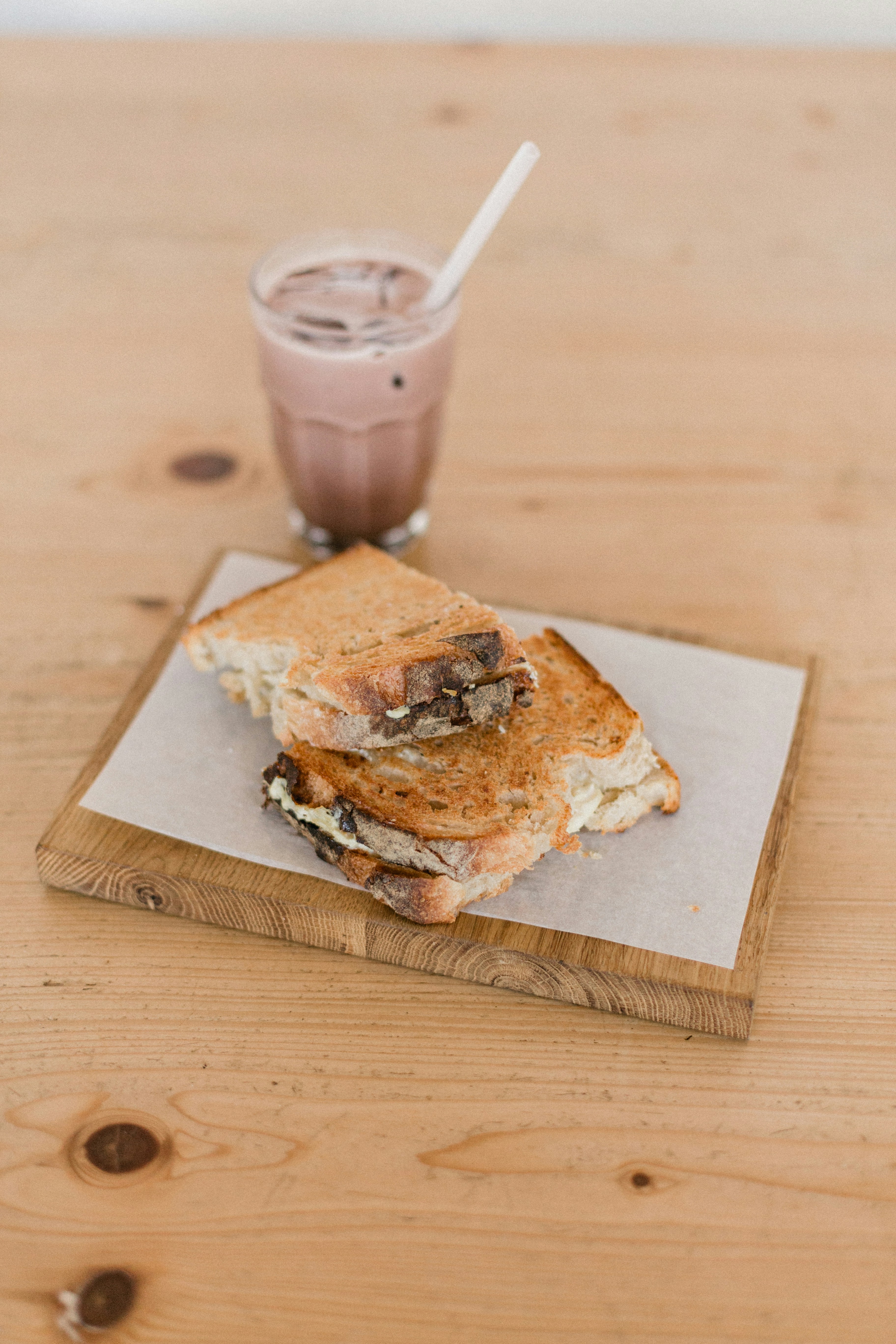  toasted sandwich duet with a milkshake backdrop