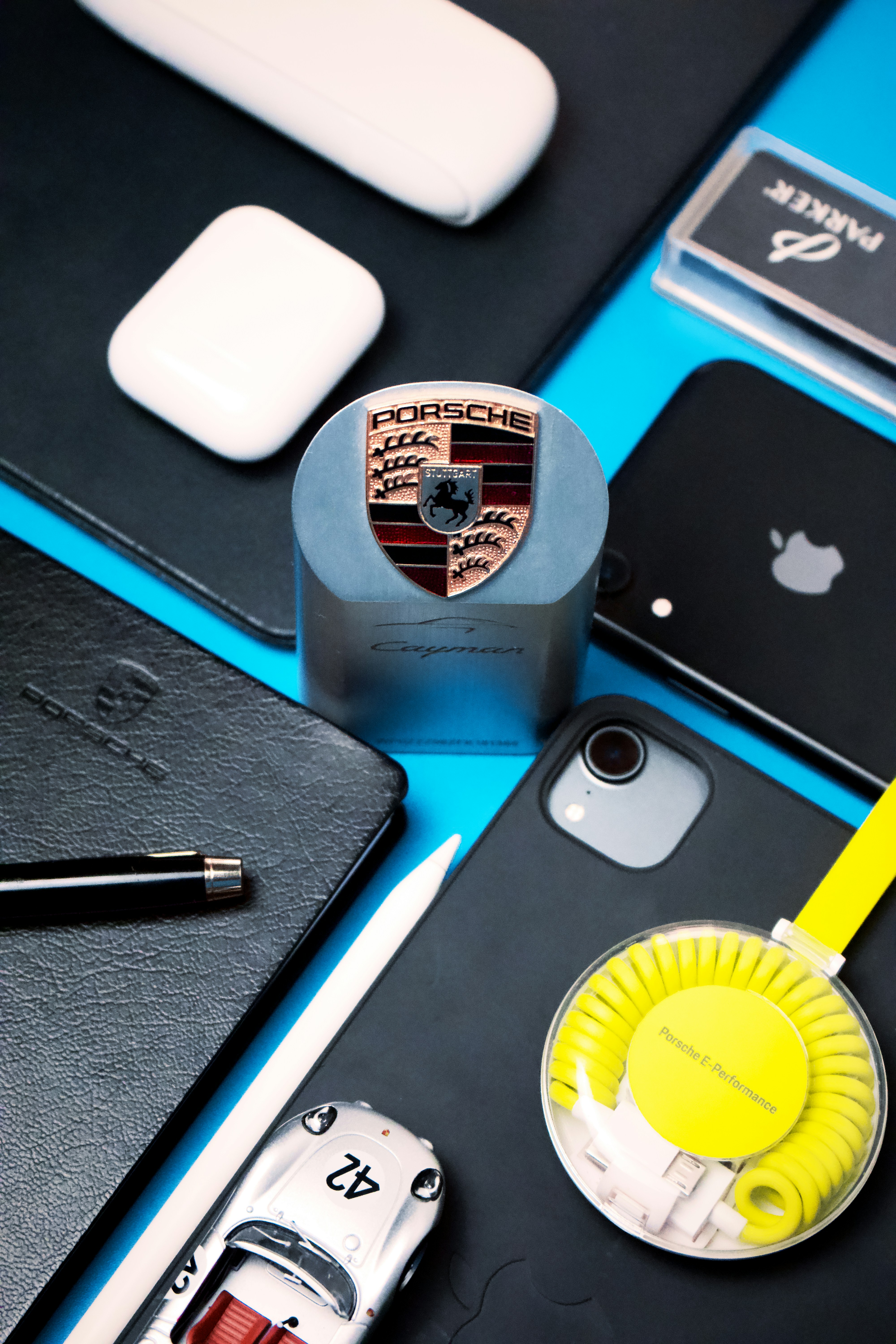 Porsche Crest at the Core of a Gadget Mosaic