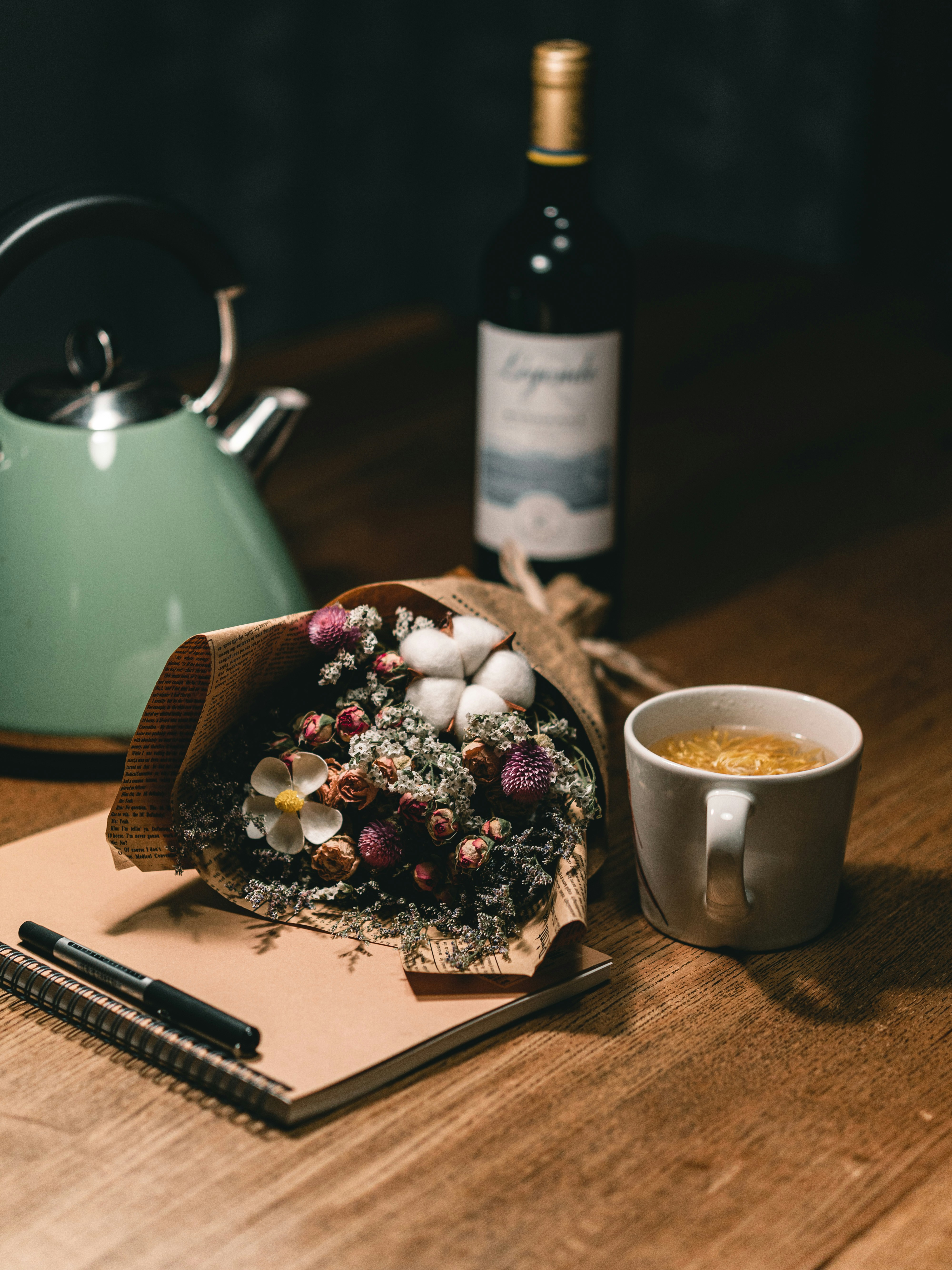 Bouquet of Quiet Aromas: A Still Life with Tea and Wine