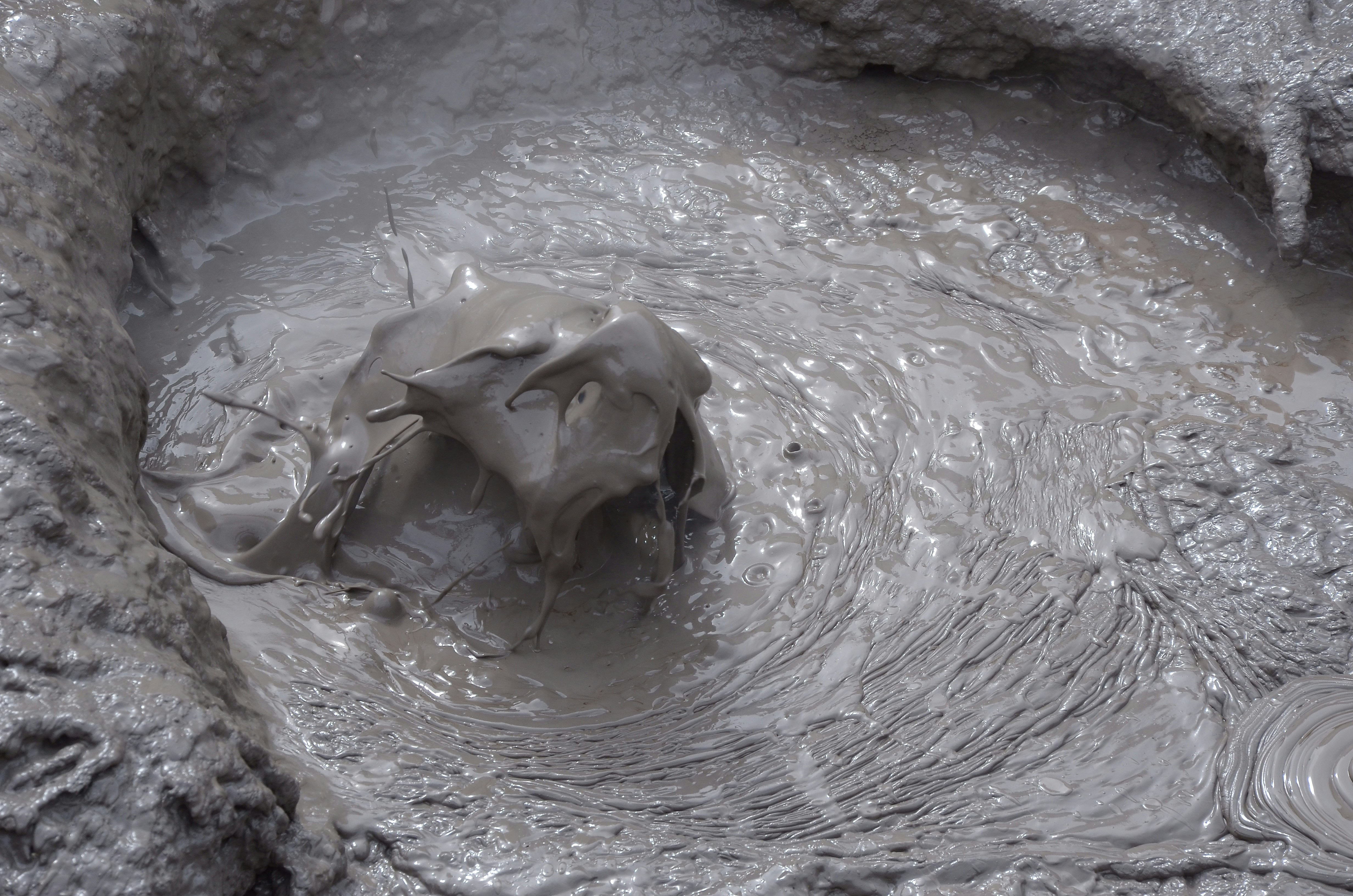 Hot mud bubbling