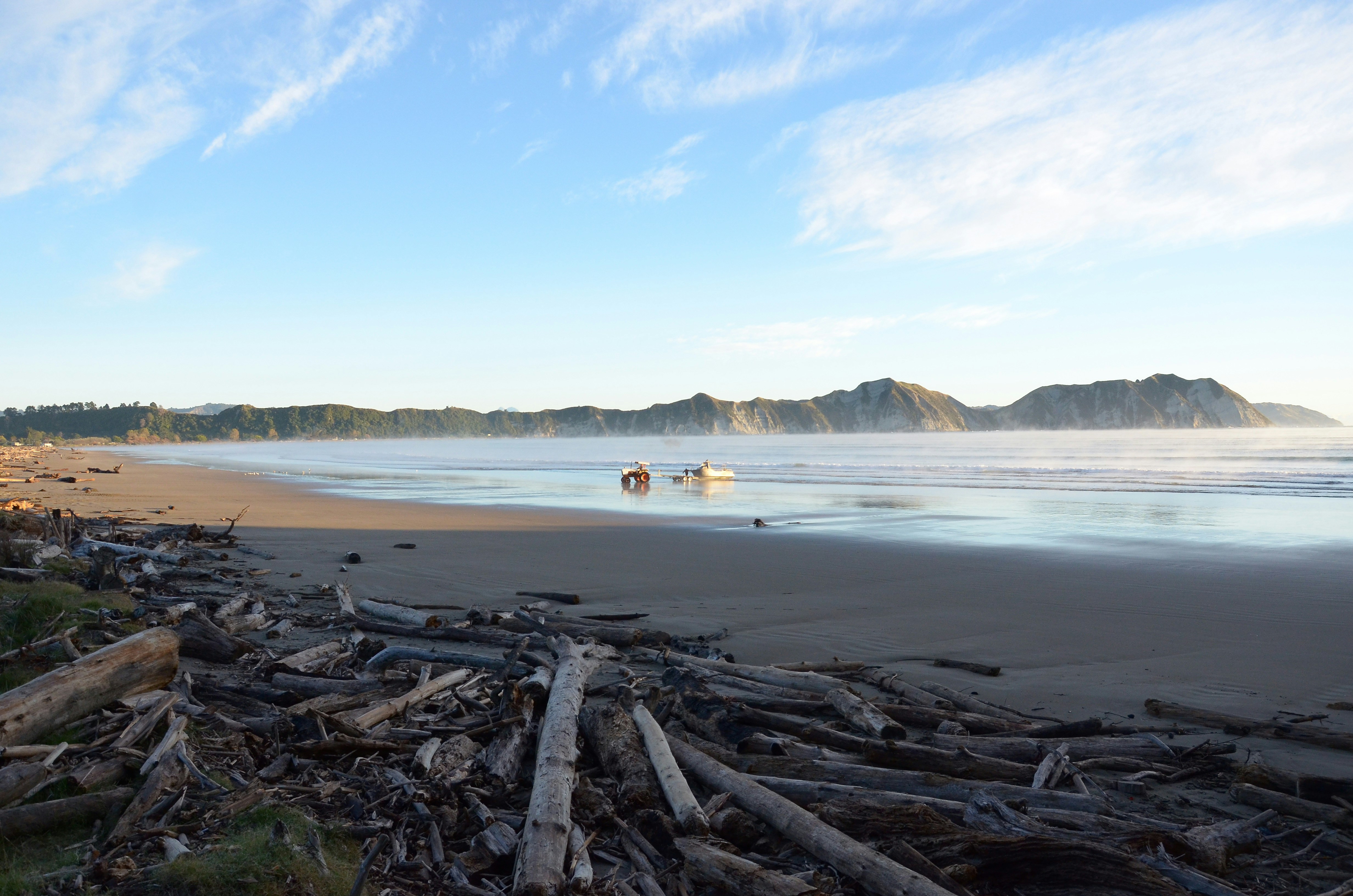 Driftwood Corridor to a Quiet Seaboard Horizon