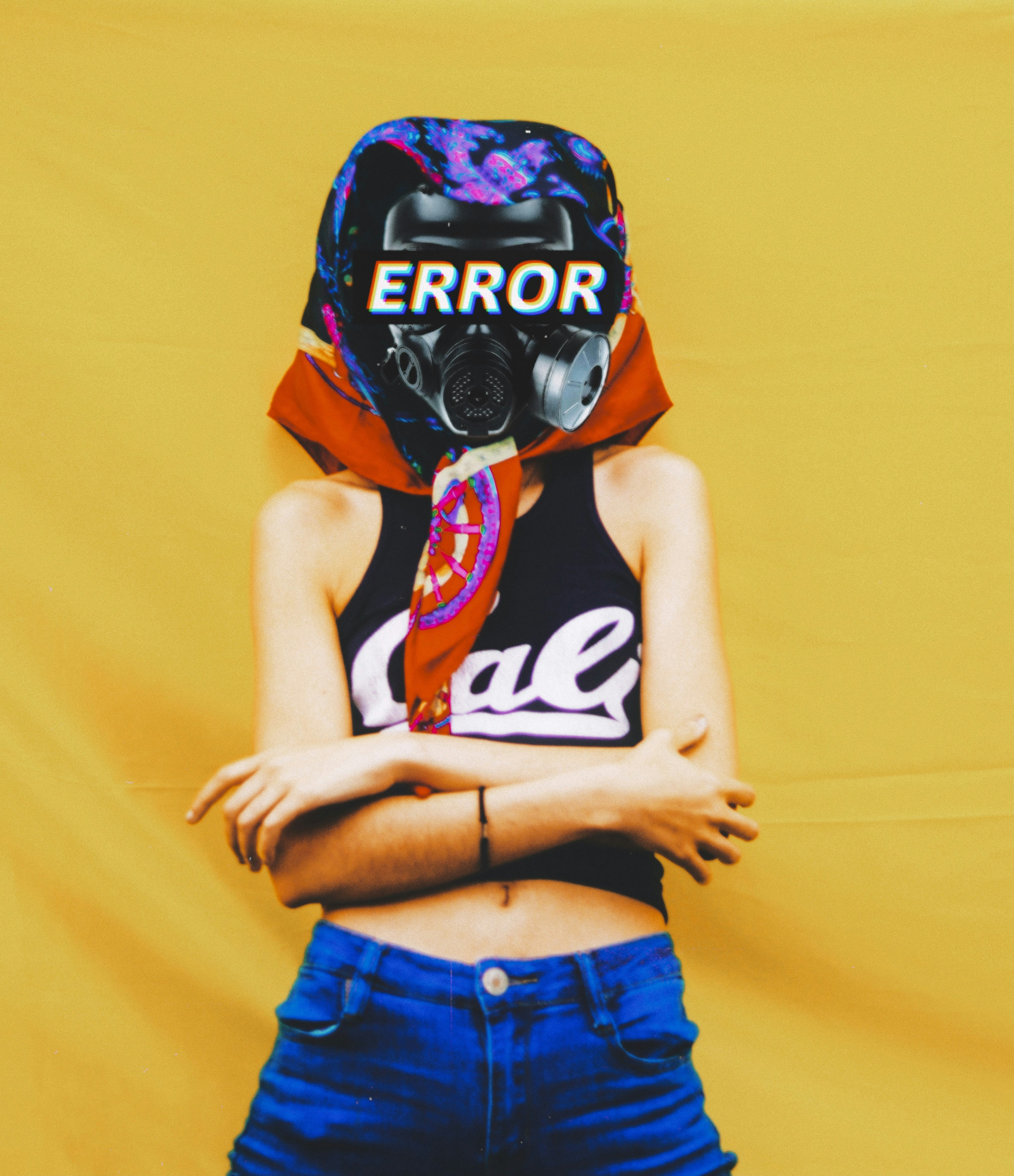 Masked Rebellion: A Bold Portrait in Neon Colors
