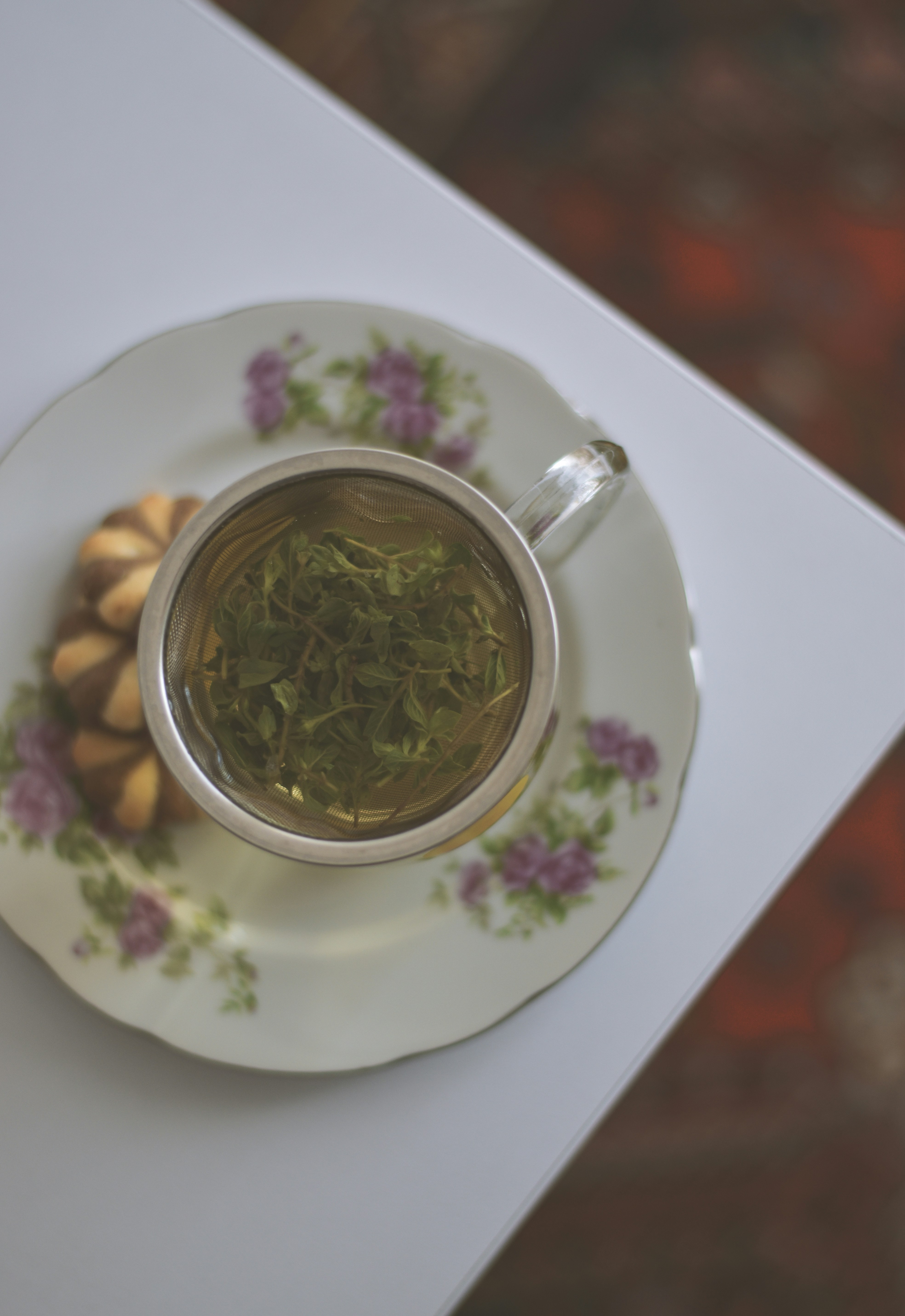 White and pink floral ceramic teacup with saucer photo – Free Tea Image ...
