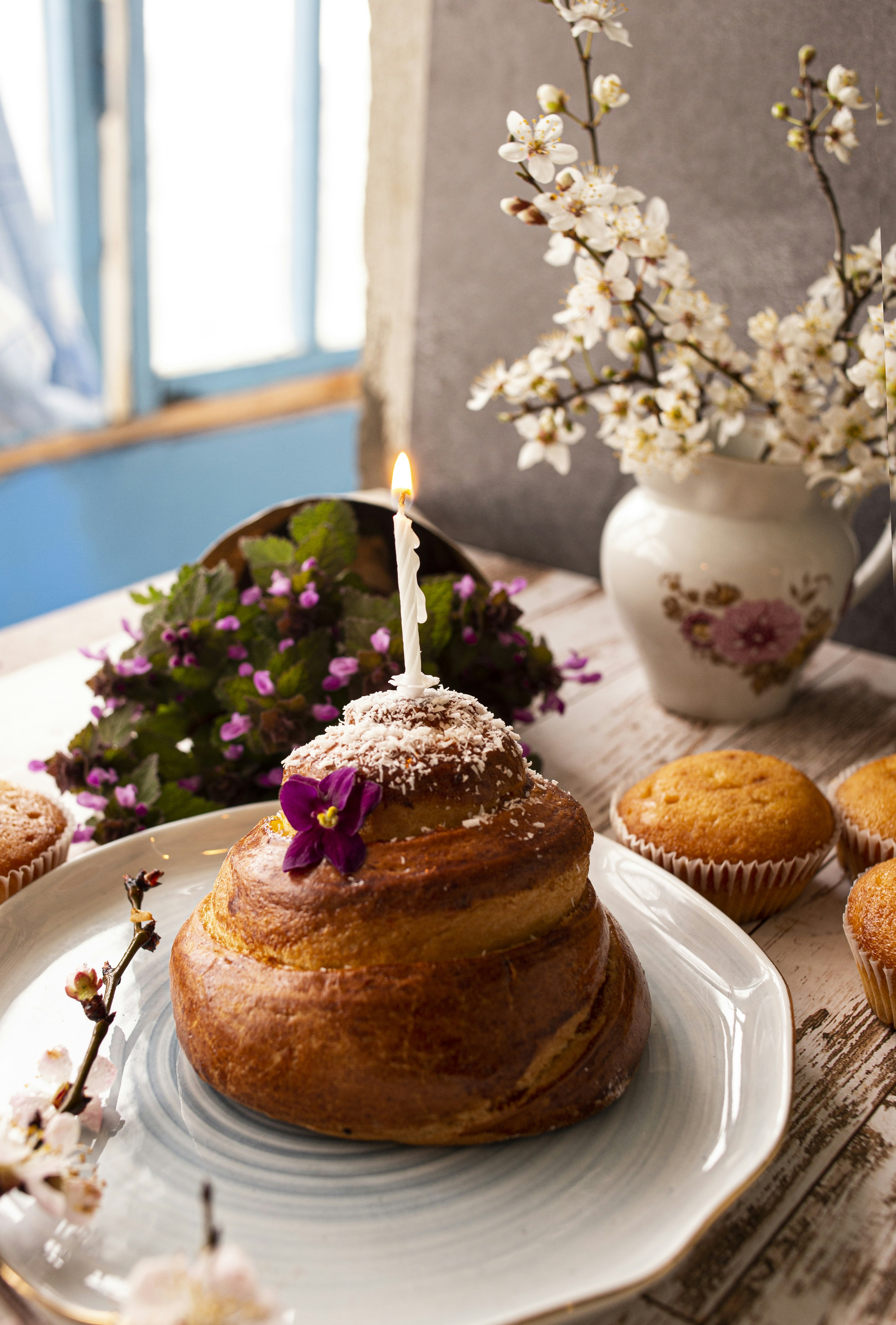 Candles, Cake, and Cherry Blossoms: A Quiet Birthday Table