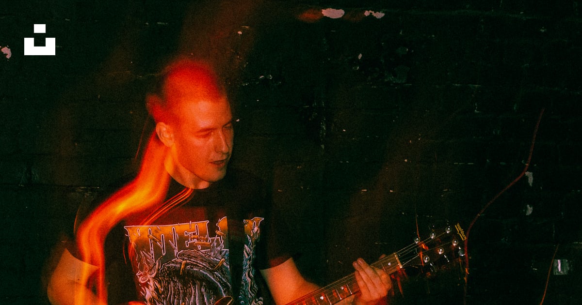 Man In Black Shirt Playing Electric Guitar Photo Free Москва Image On