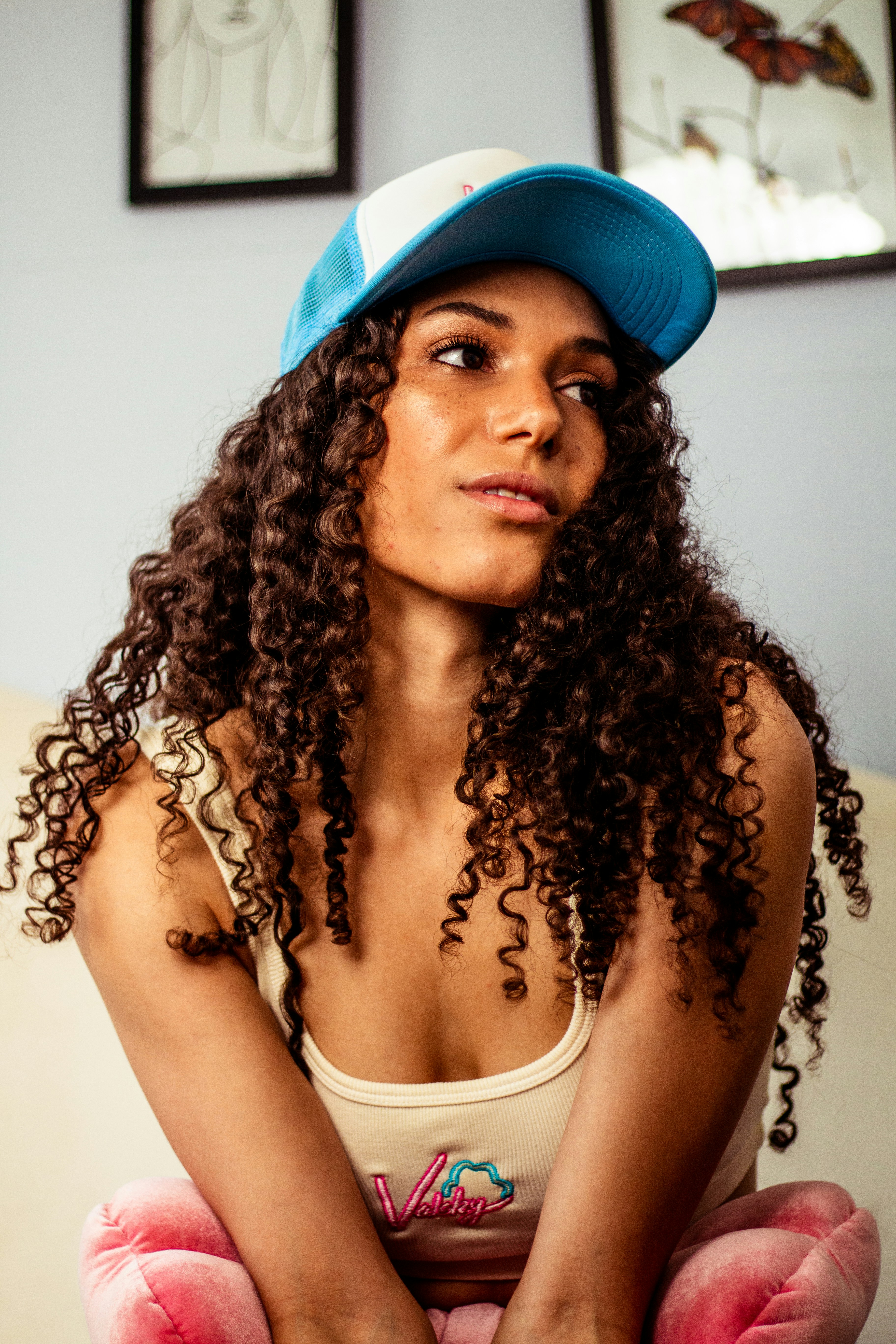 Woman in white tank top wearing blue cap photo – Free Apparel Image on ...