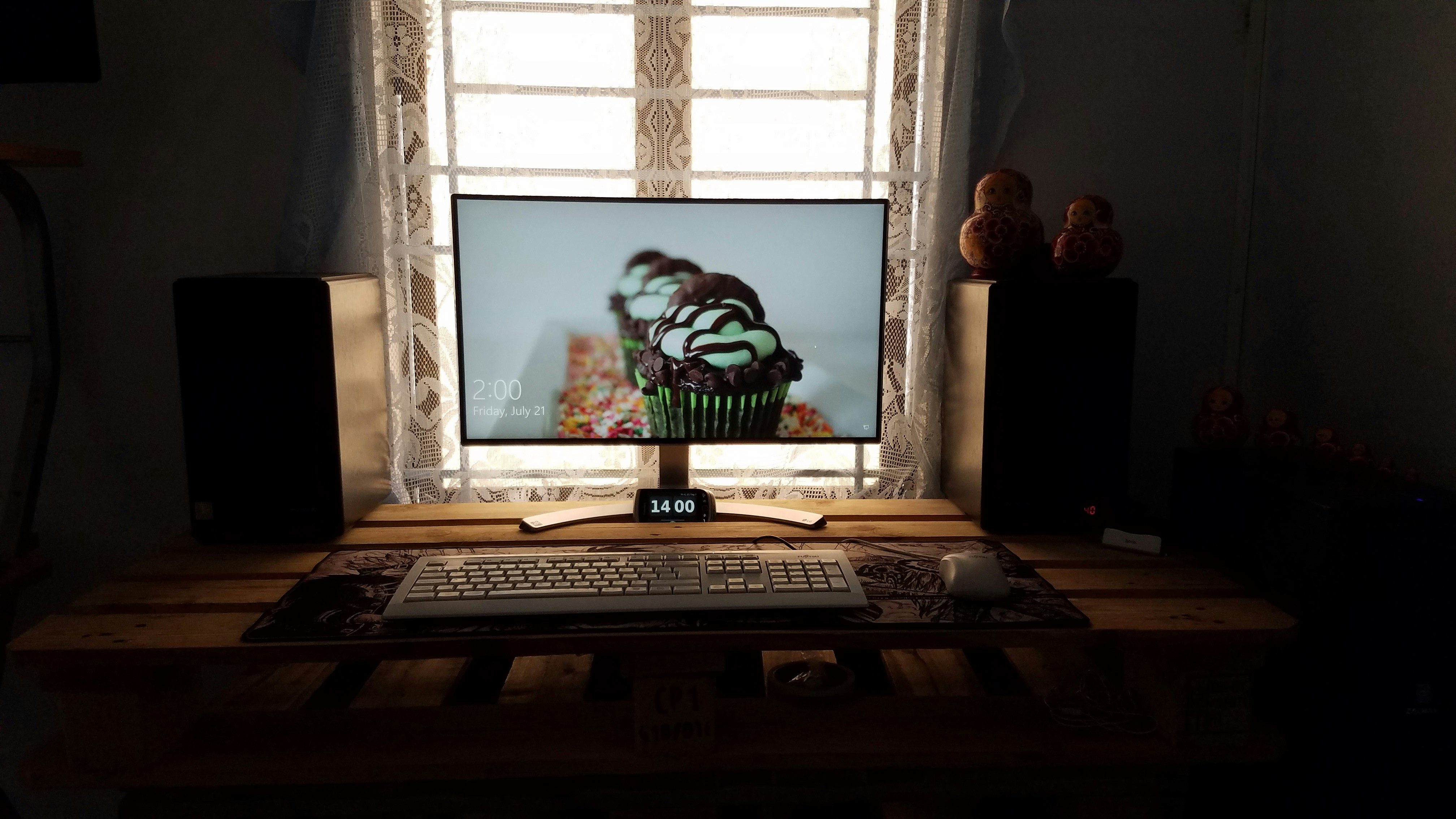 Cupcake Spotlight: A Cozy Computer Desk Scene