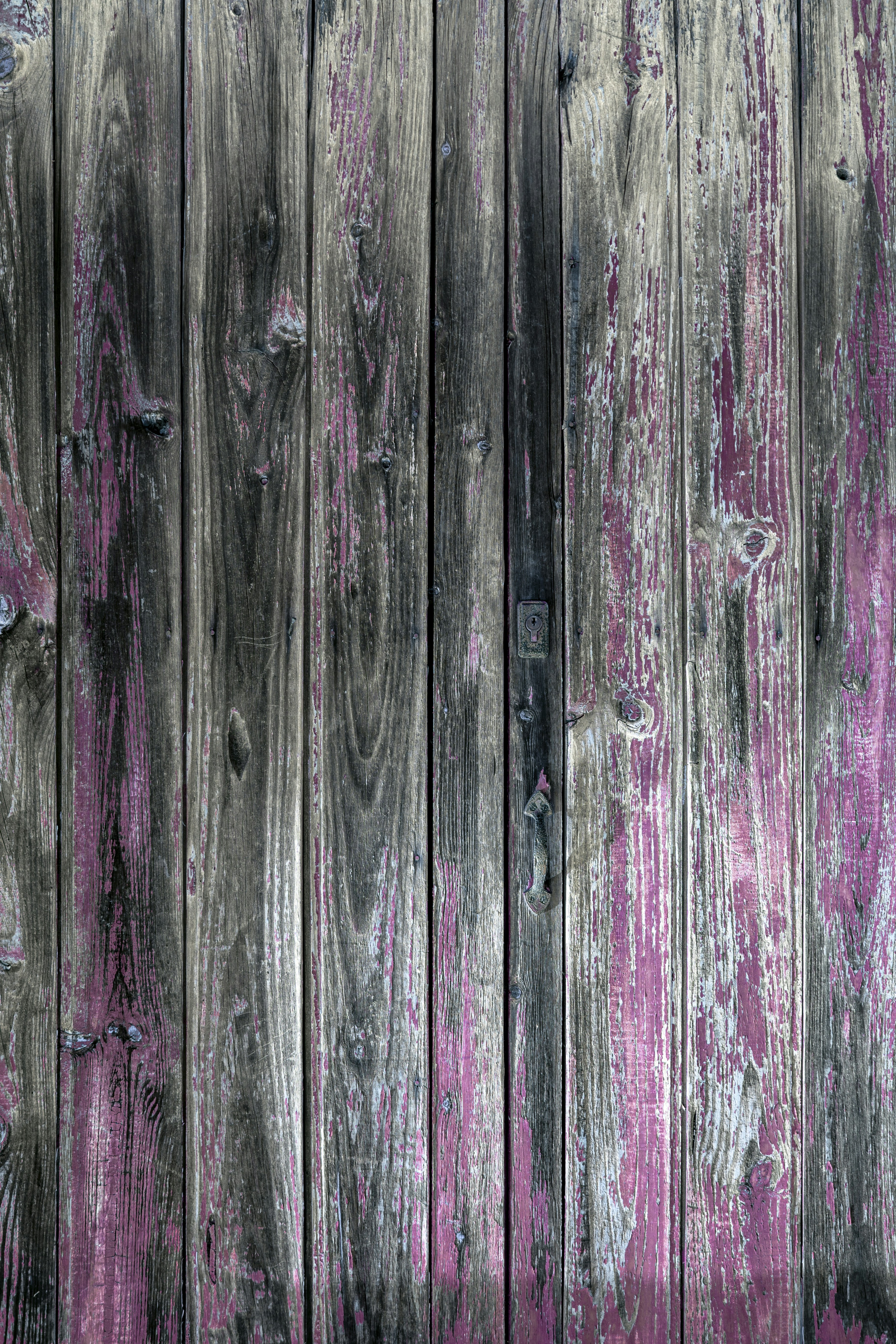Weathered Cedar Planks with Faded Magenta Paint