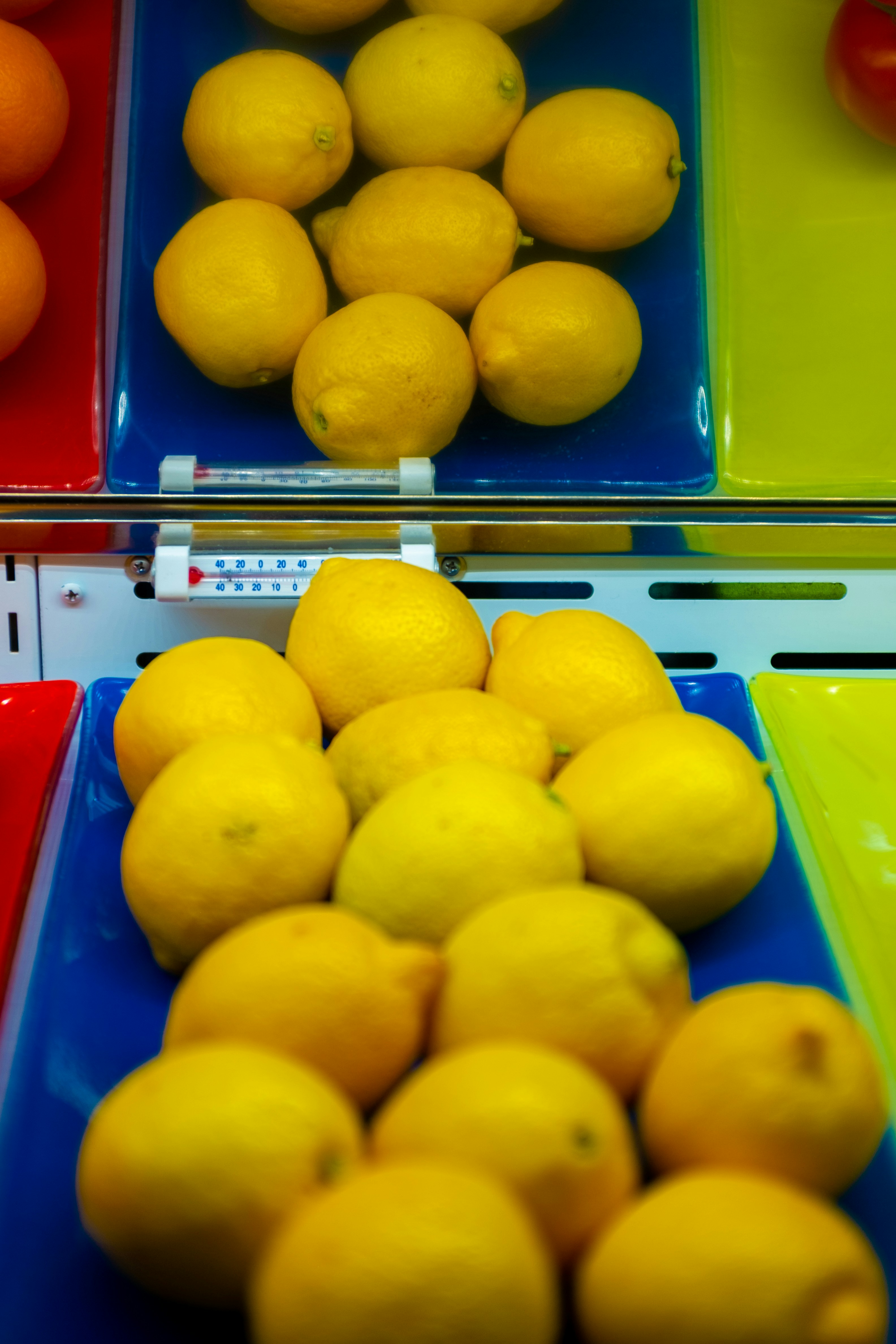 Citrus Cascade in Neon Produce Bins