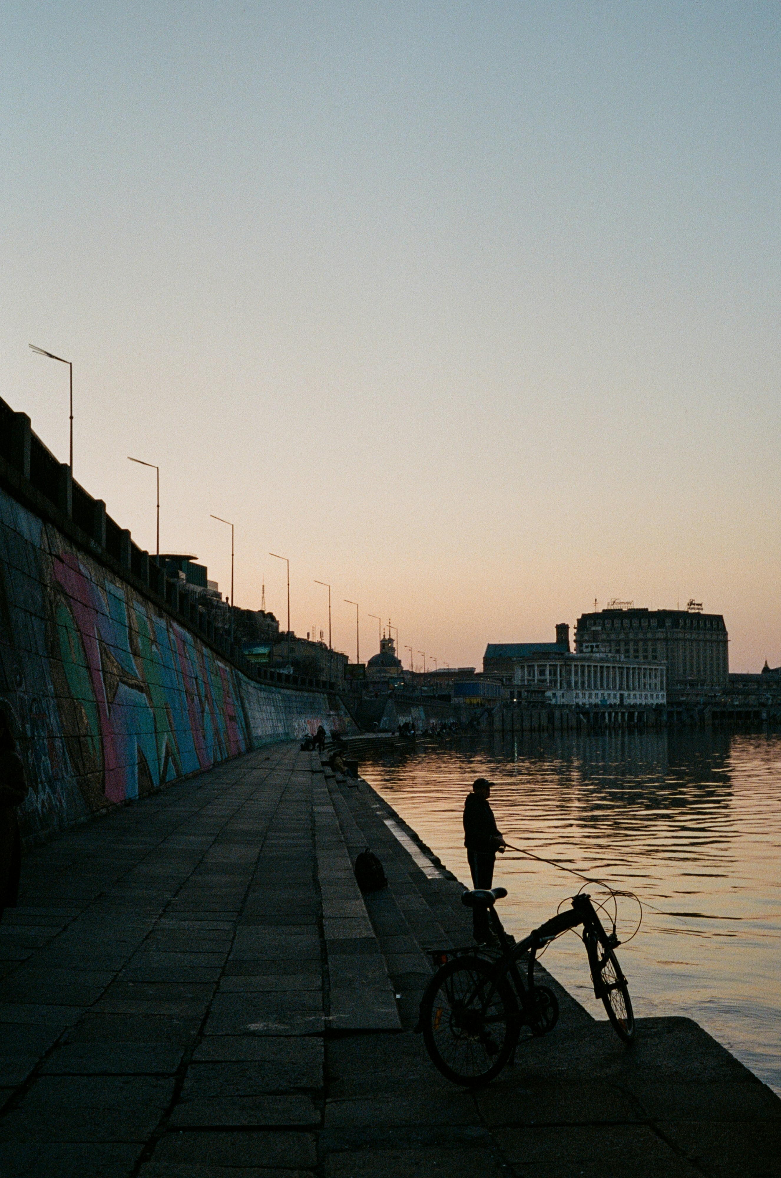 Evening by the Pier: a Quiet Riverside Bicycle at Dusk