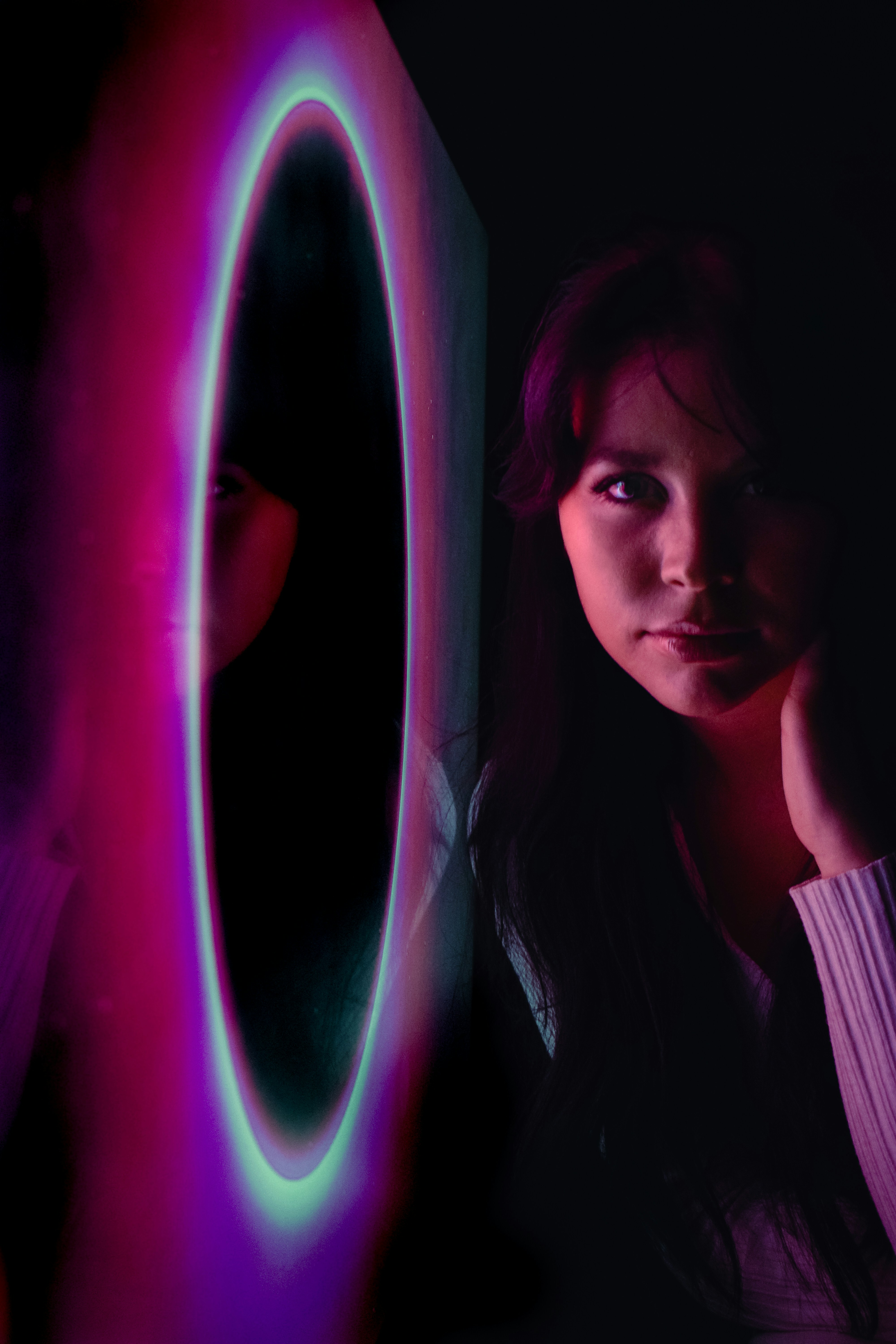 Neon Circle with Girl.