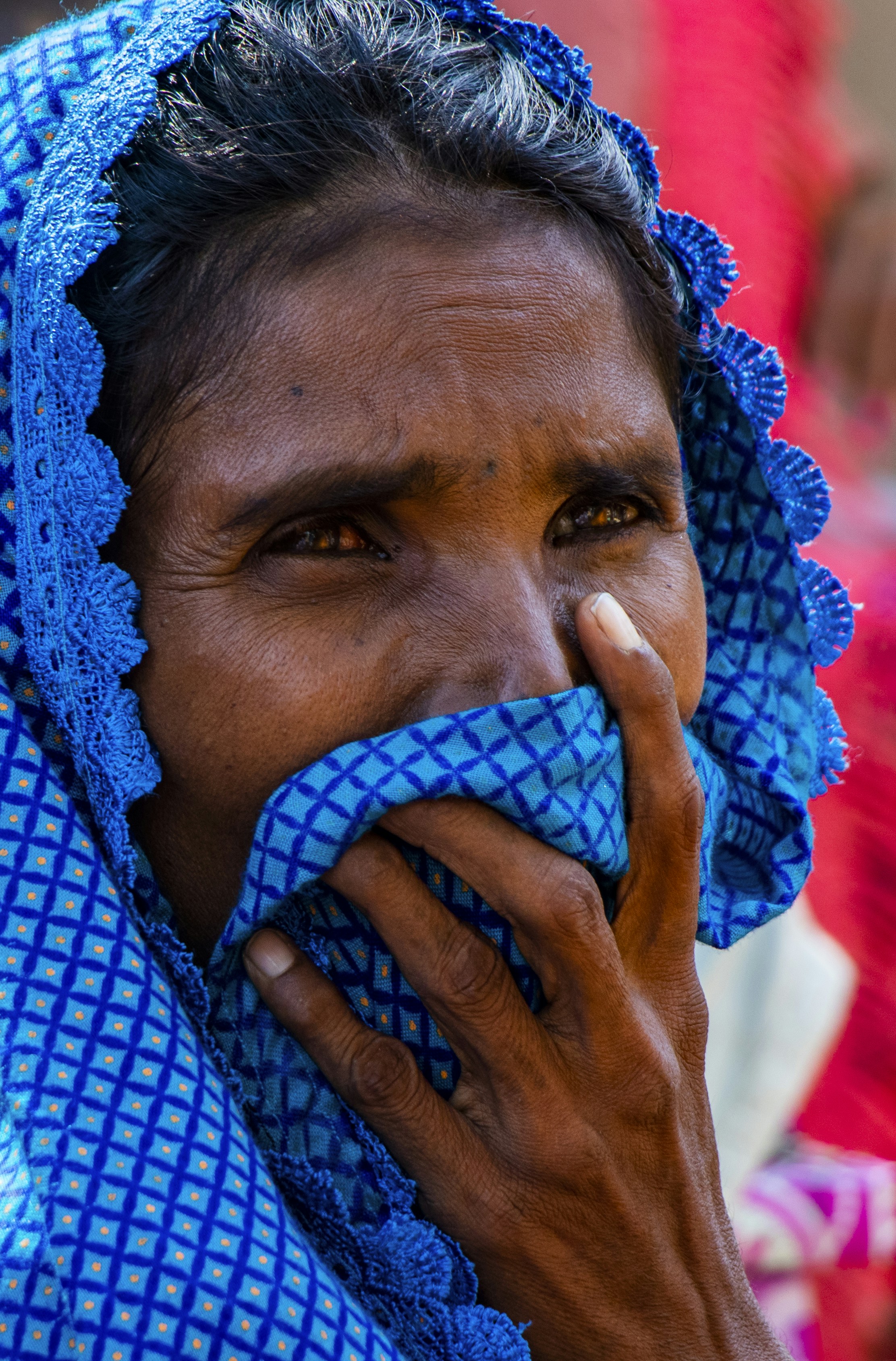 Blue Veil of Mystery: A Quiet Moment of Contemplation