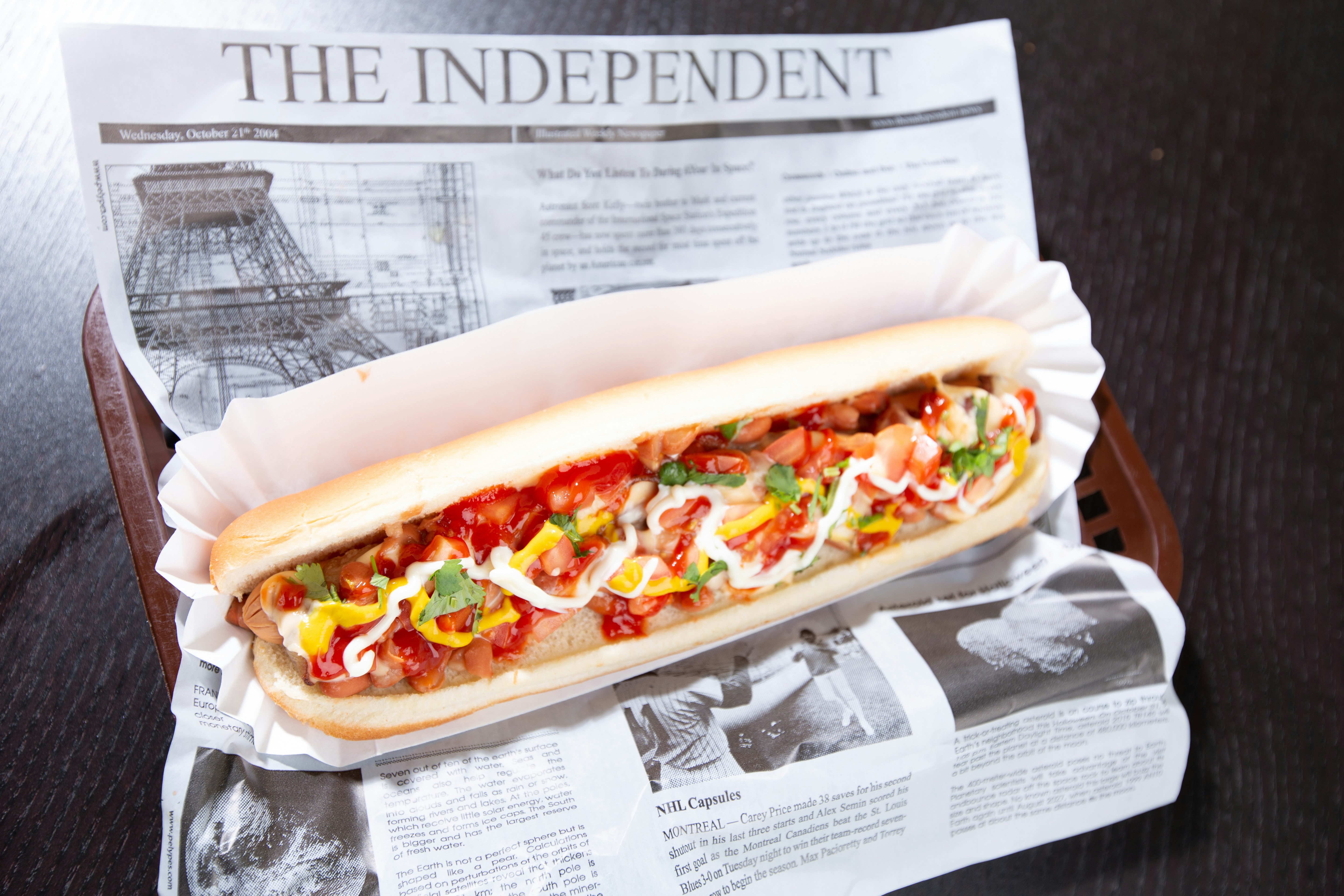 Newspaper-Borne Hot Dog on a Print Plate