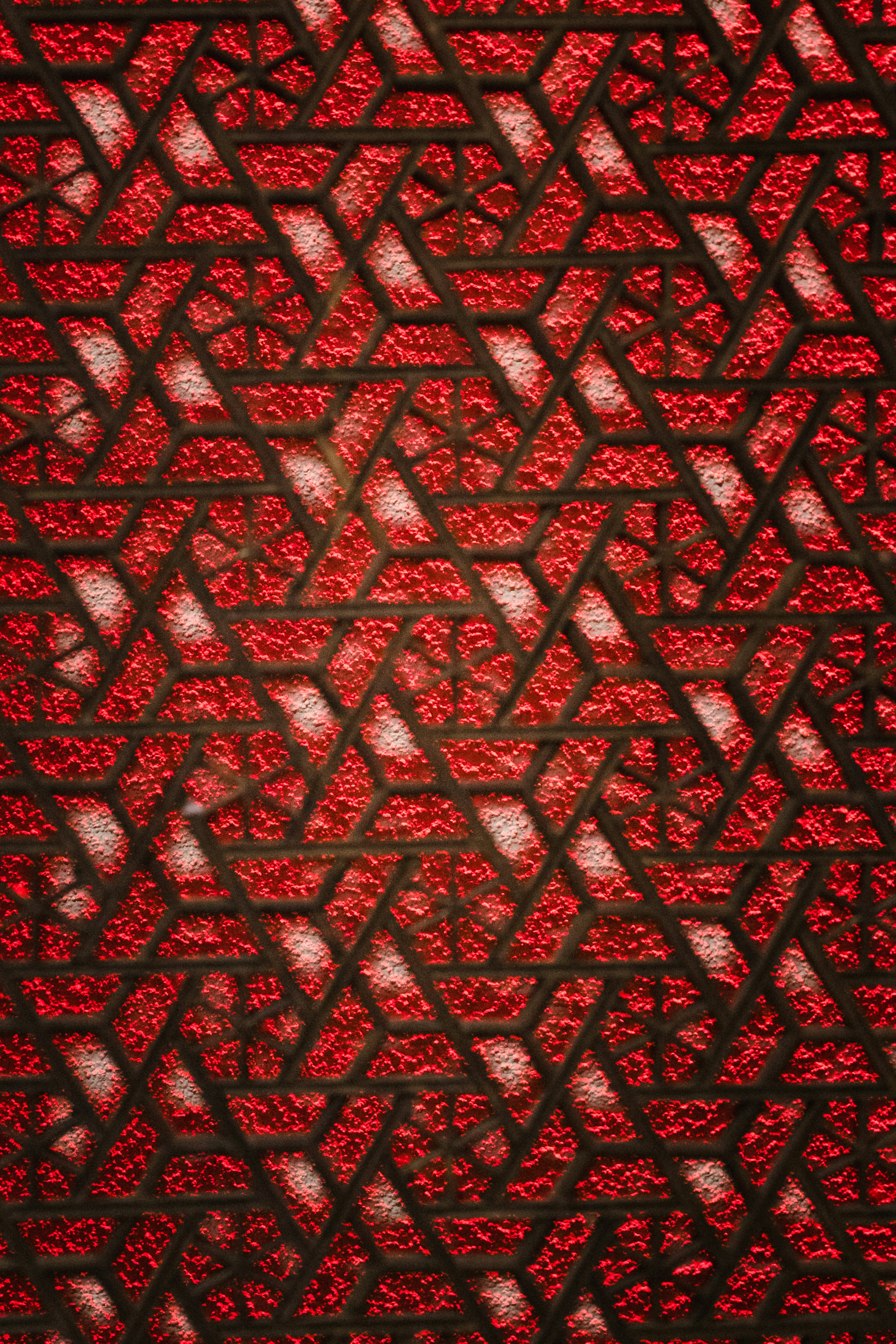 Crimson Lattice: Frosted Triangles in Red Glow