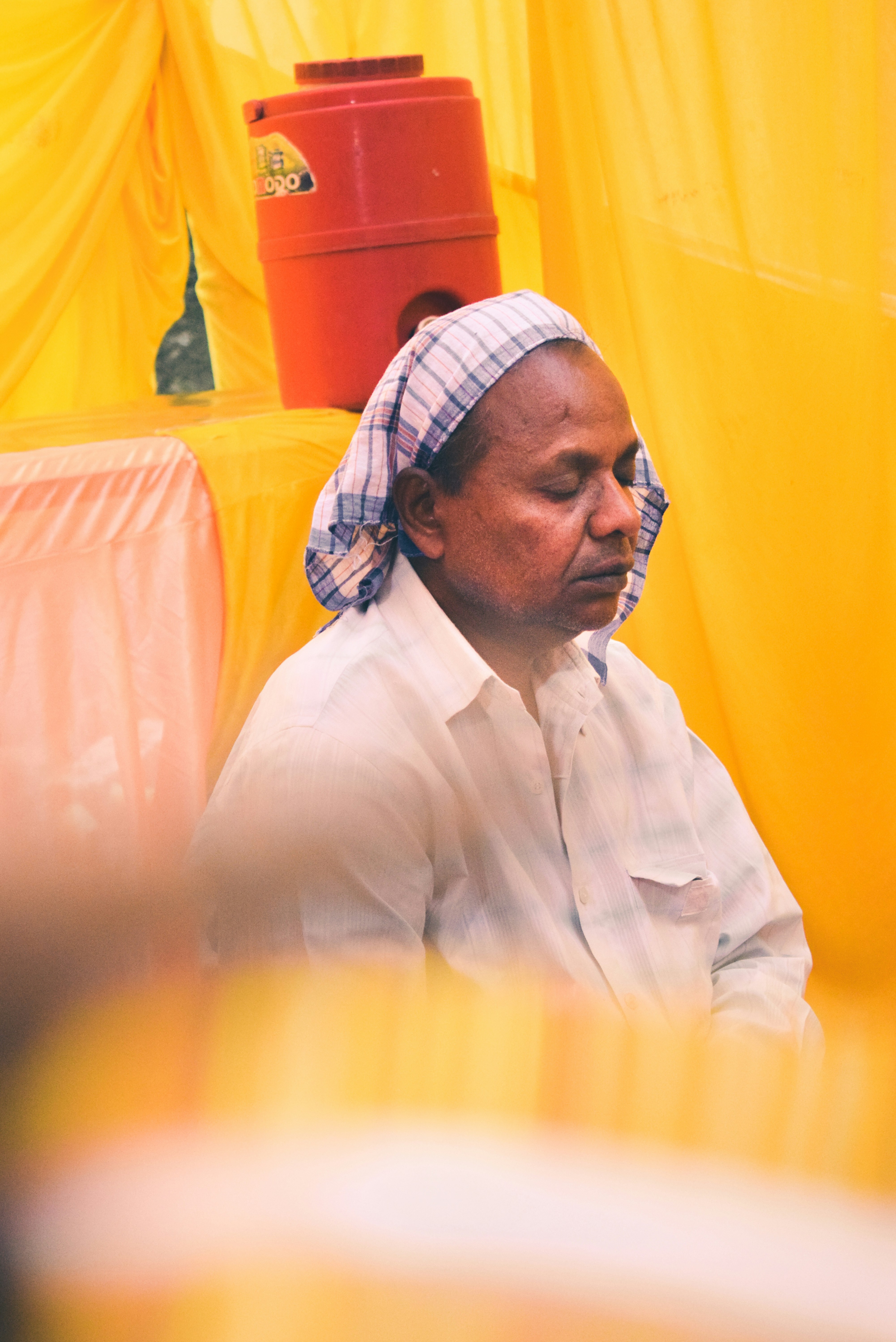 In the Yellow Veil: A Moment of Quiet Contemplation