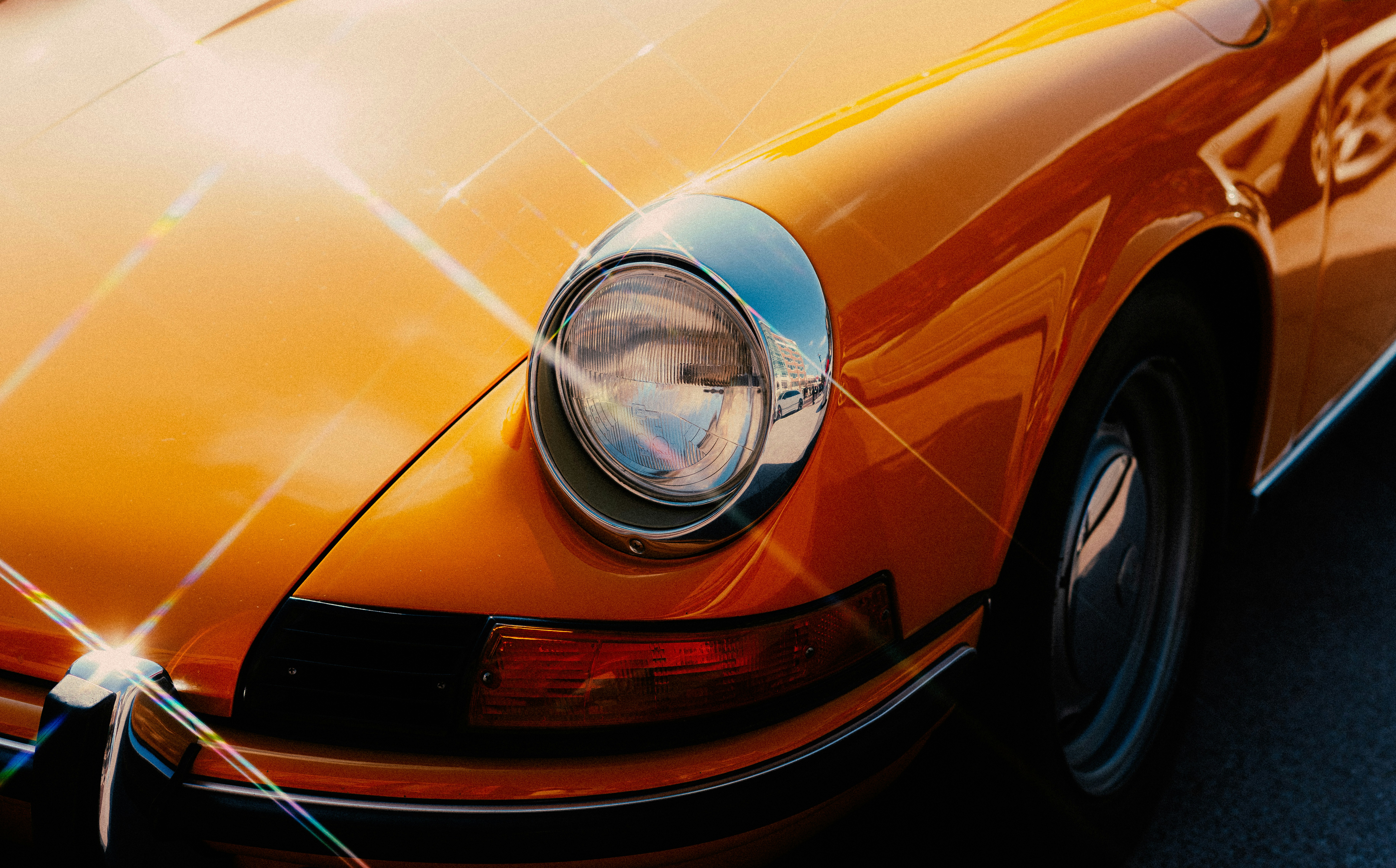 Orange car with chrome headlight photo – Free Car wallpaper Image on ...