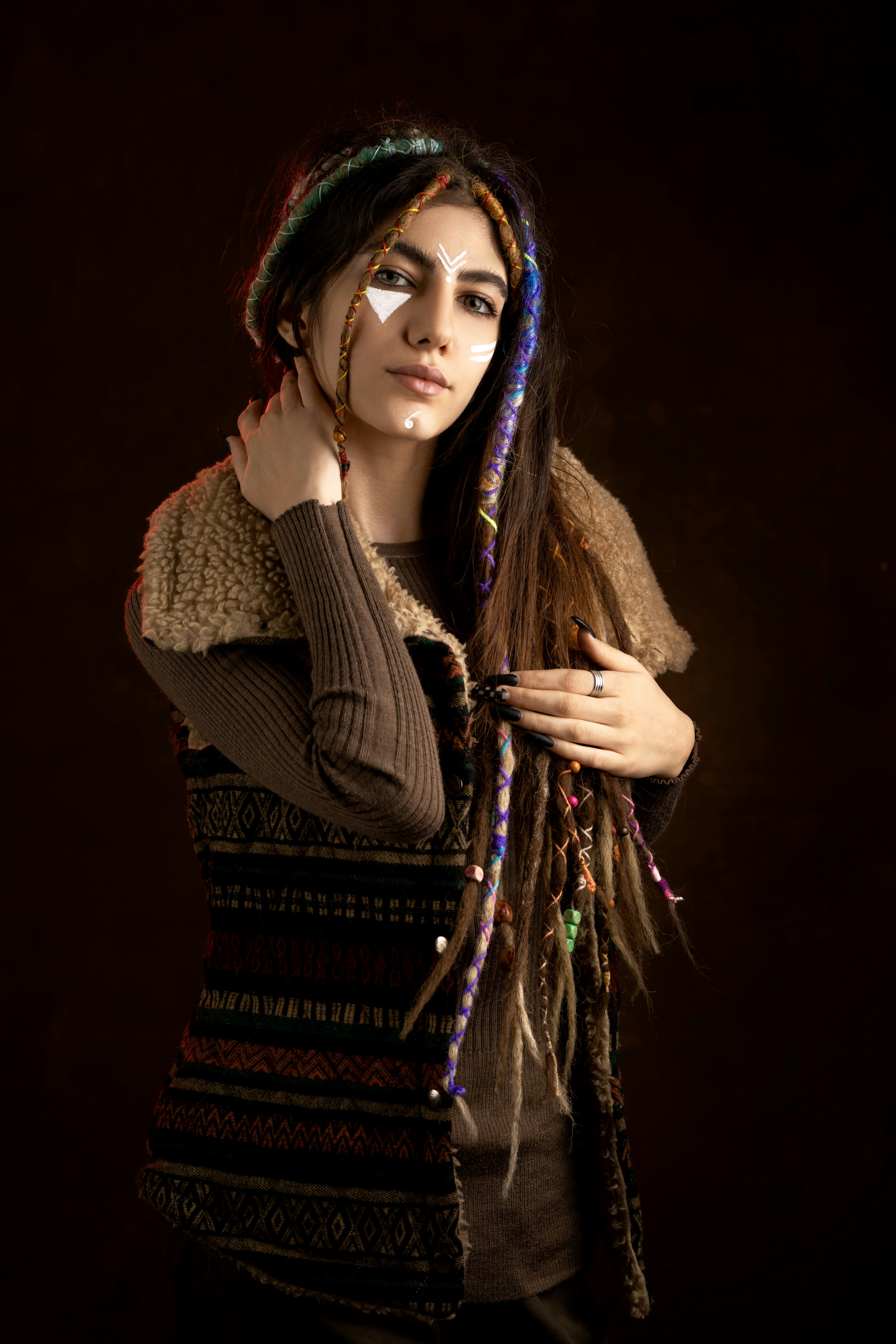 Braided Reverie in Ember Light: A Boho Portrait