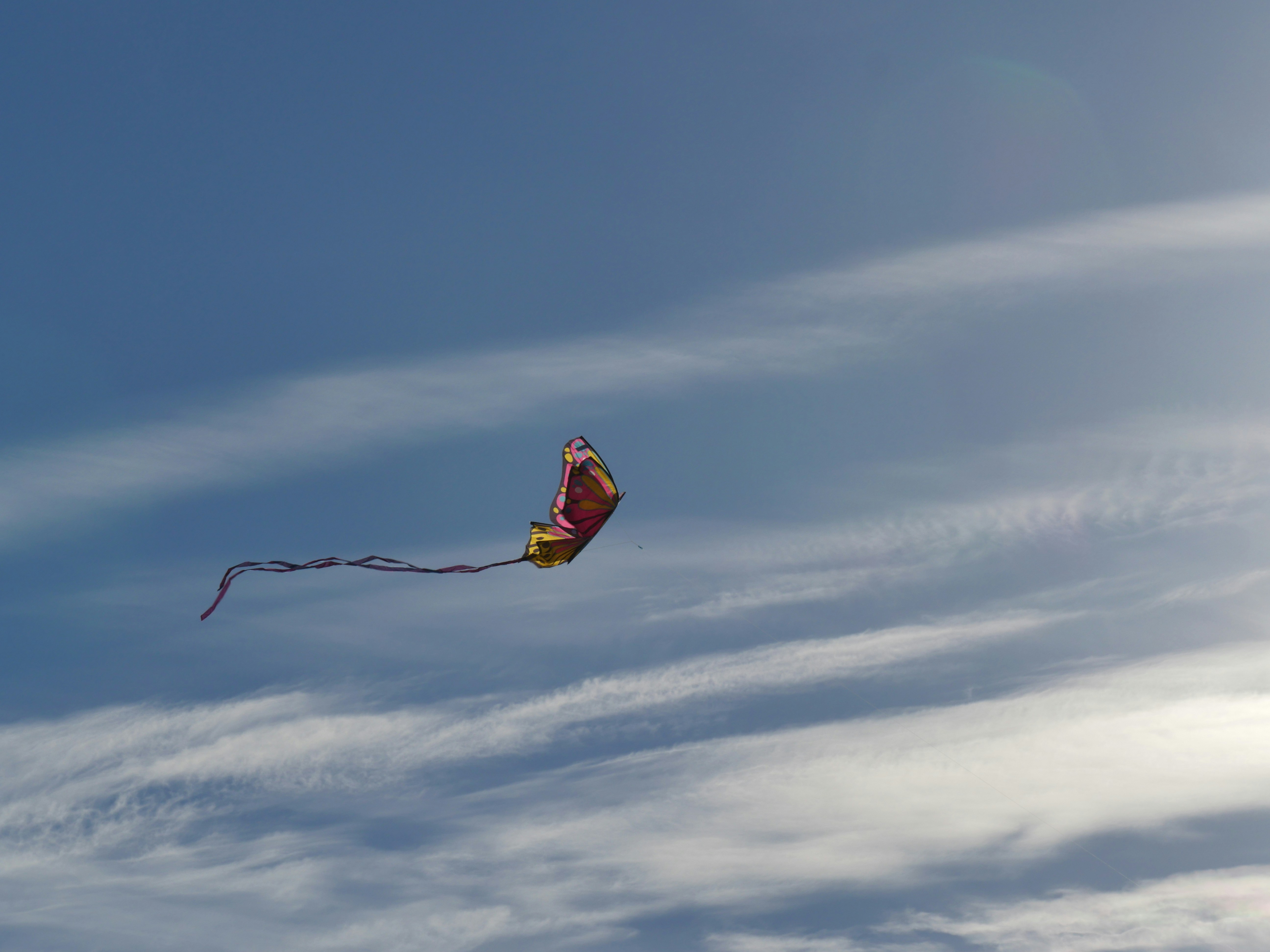 Red and yellow kite flying under blue sky during daytime photo – Free ...