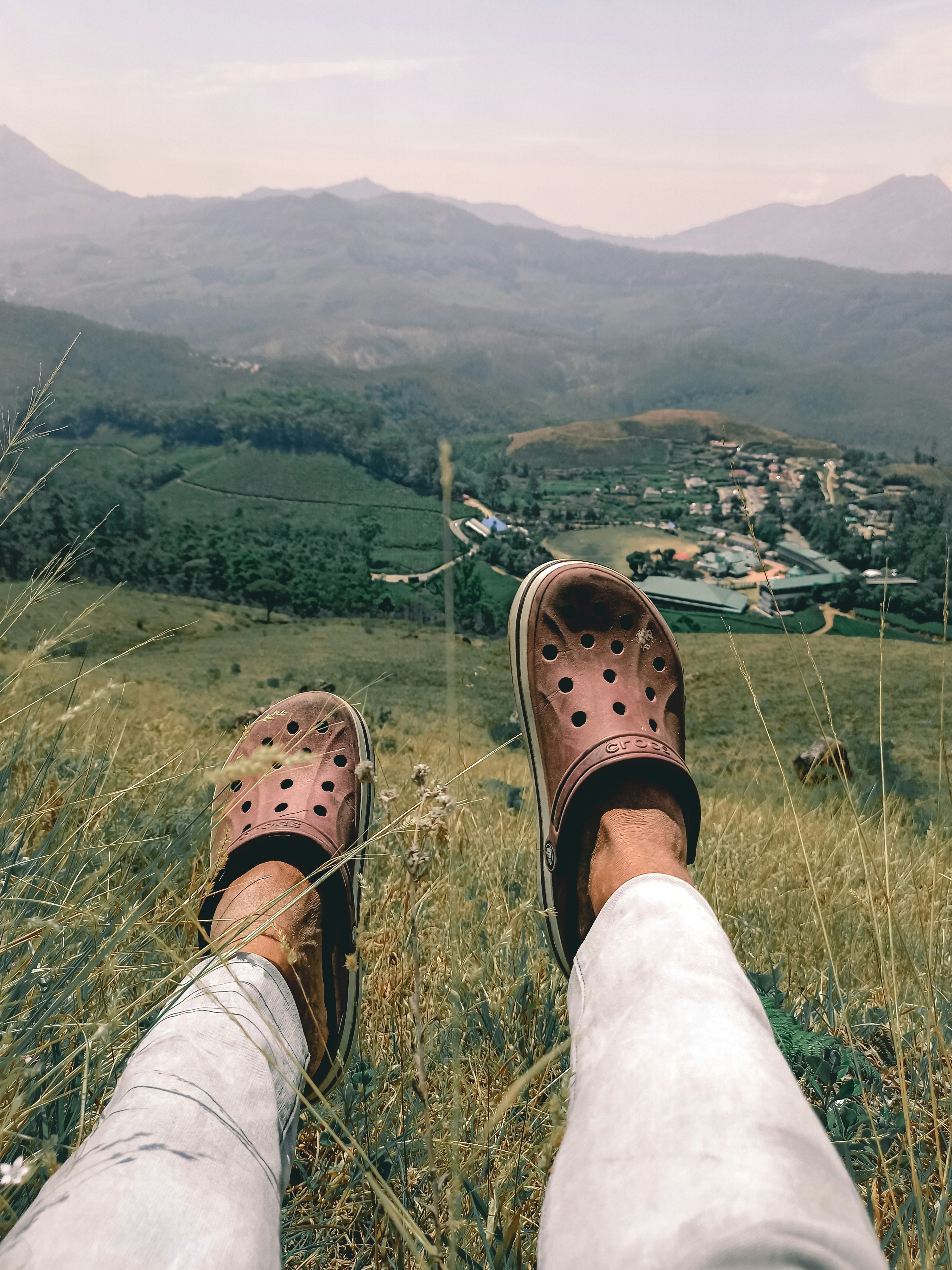 Crocs at the Crest: a hillside pause over the quilted valley