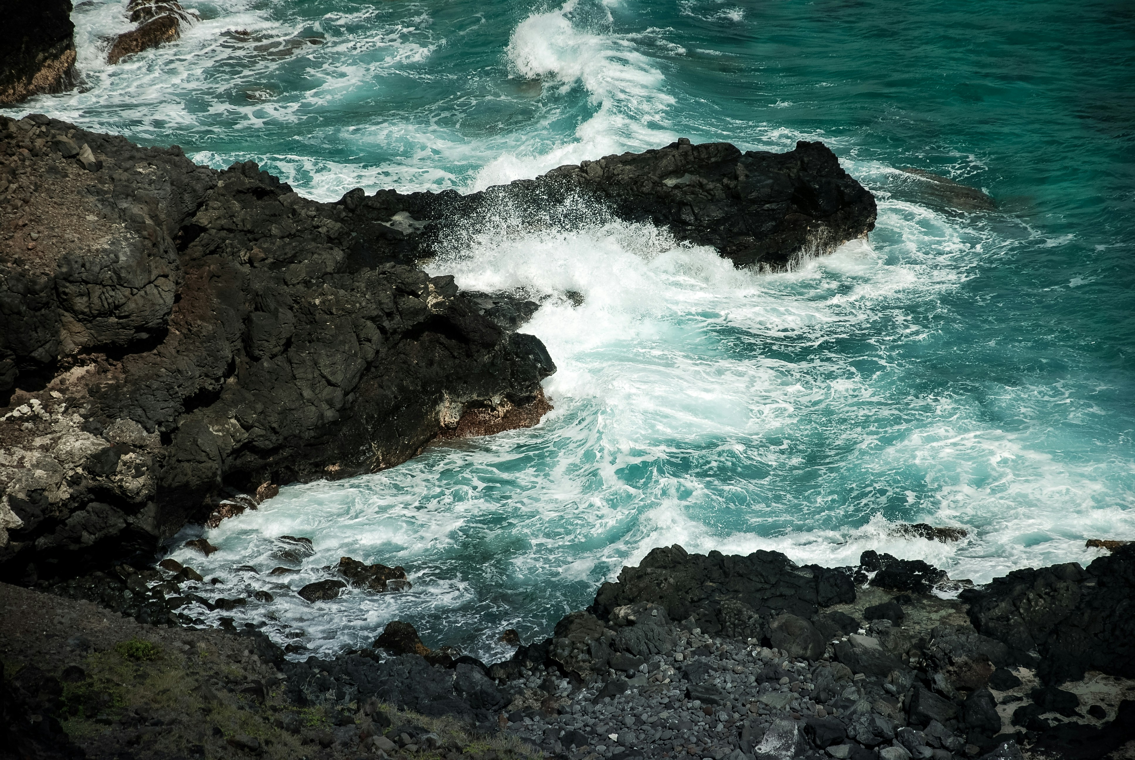 Ocean waves crashing on rocky shore during daytime photo – Free Beach ...