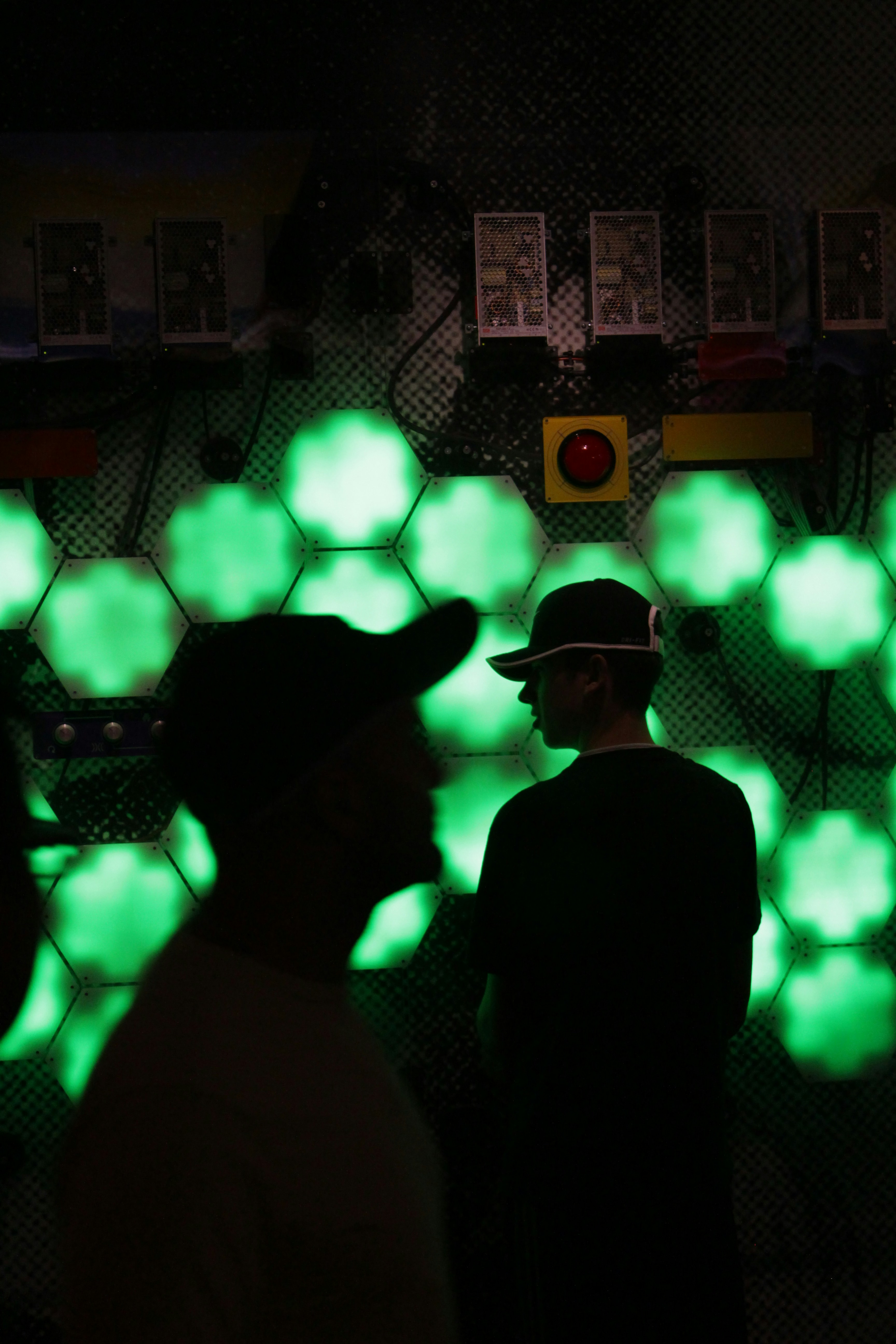 Emerald Hex Grid: Silhouettes in a Neon Quiet