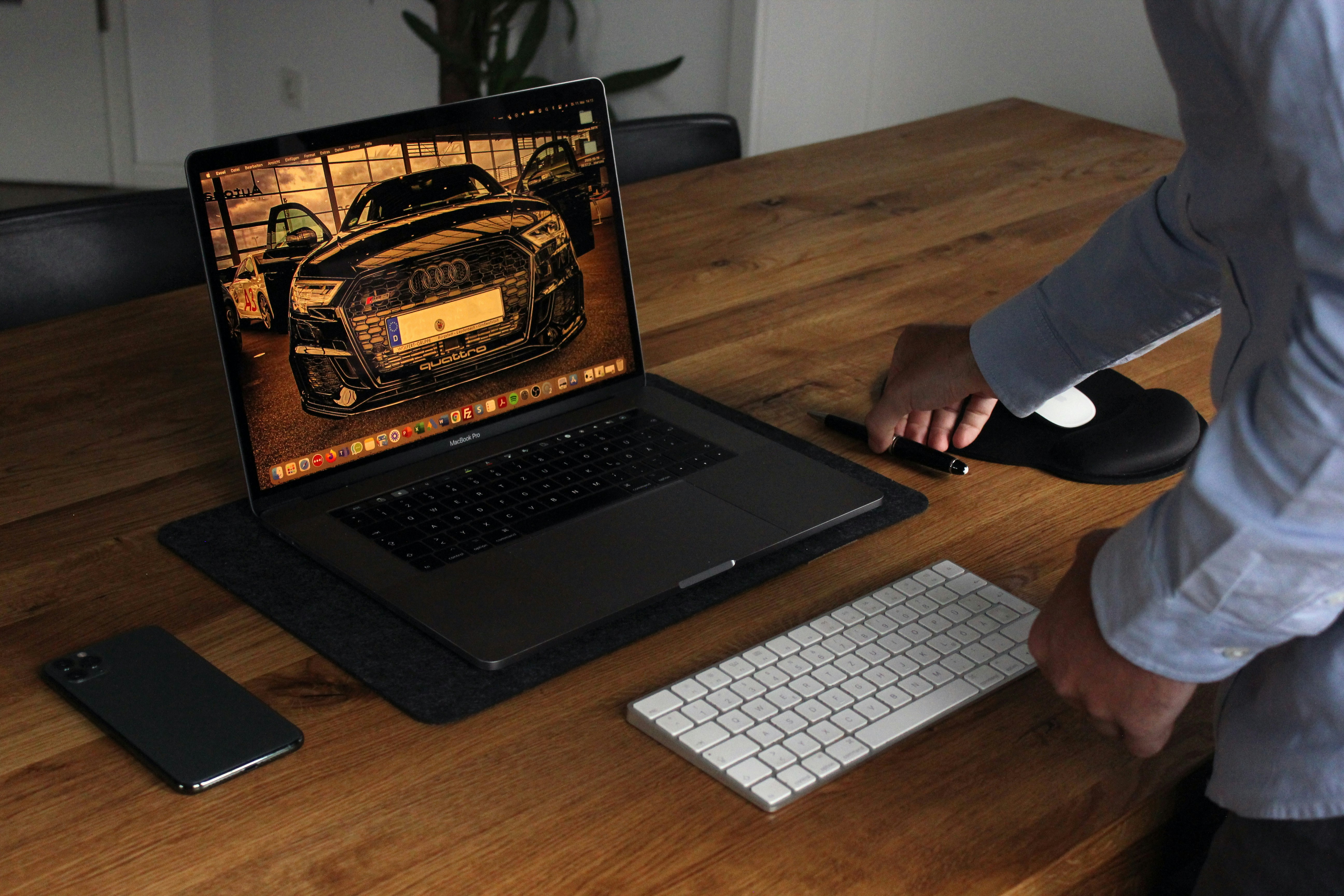 Black and silver laptop computer on brown wooden table photo – Free ...