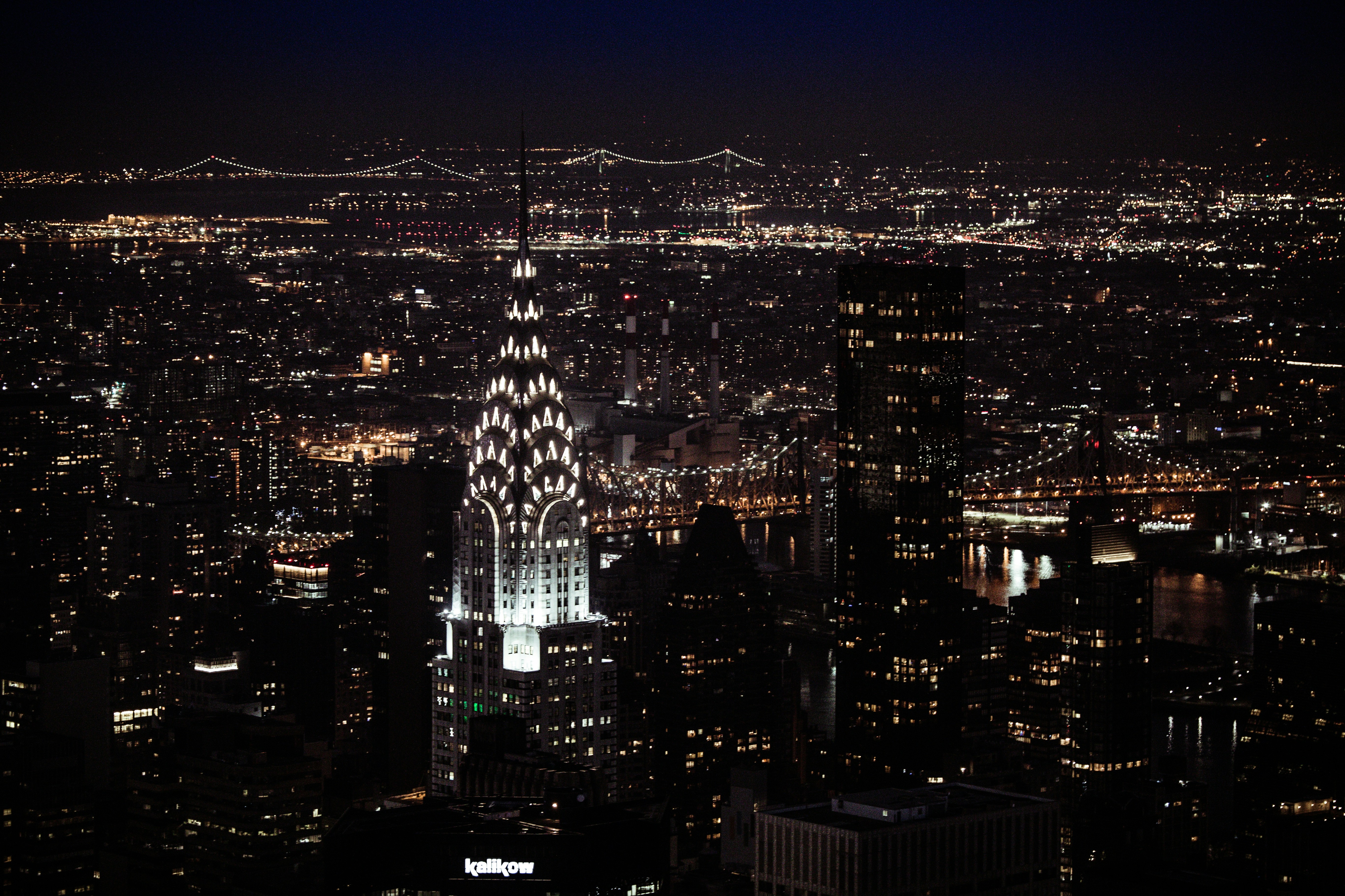Aerial view of city buildings during night time photo – Free Usa Image ...