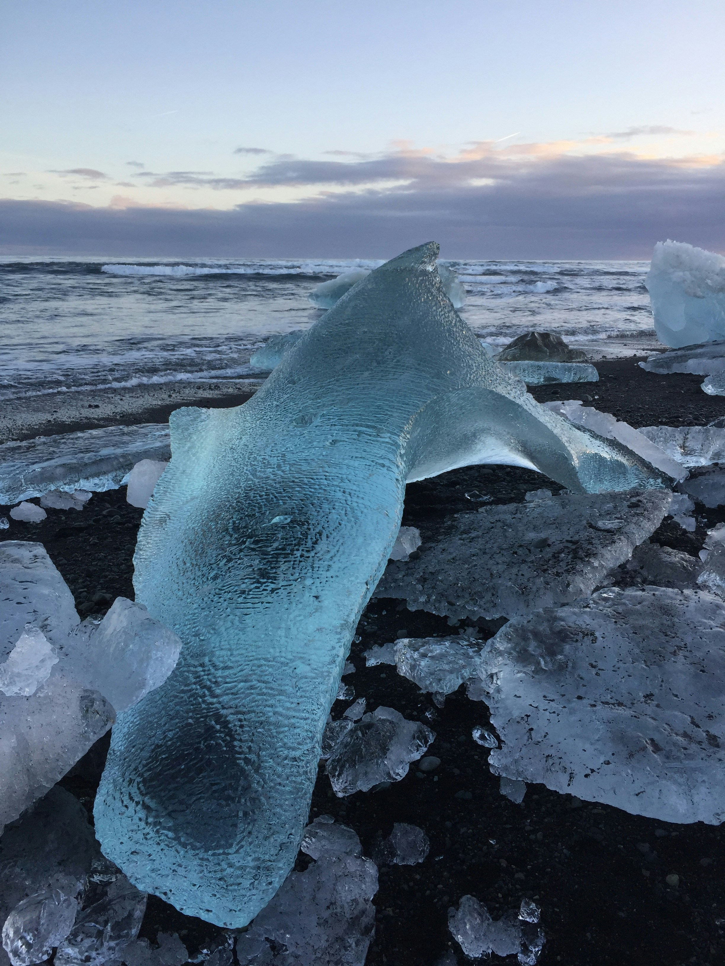 Ice Sculptures on a Moonlit Shore