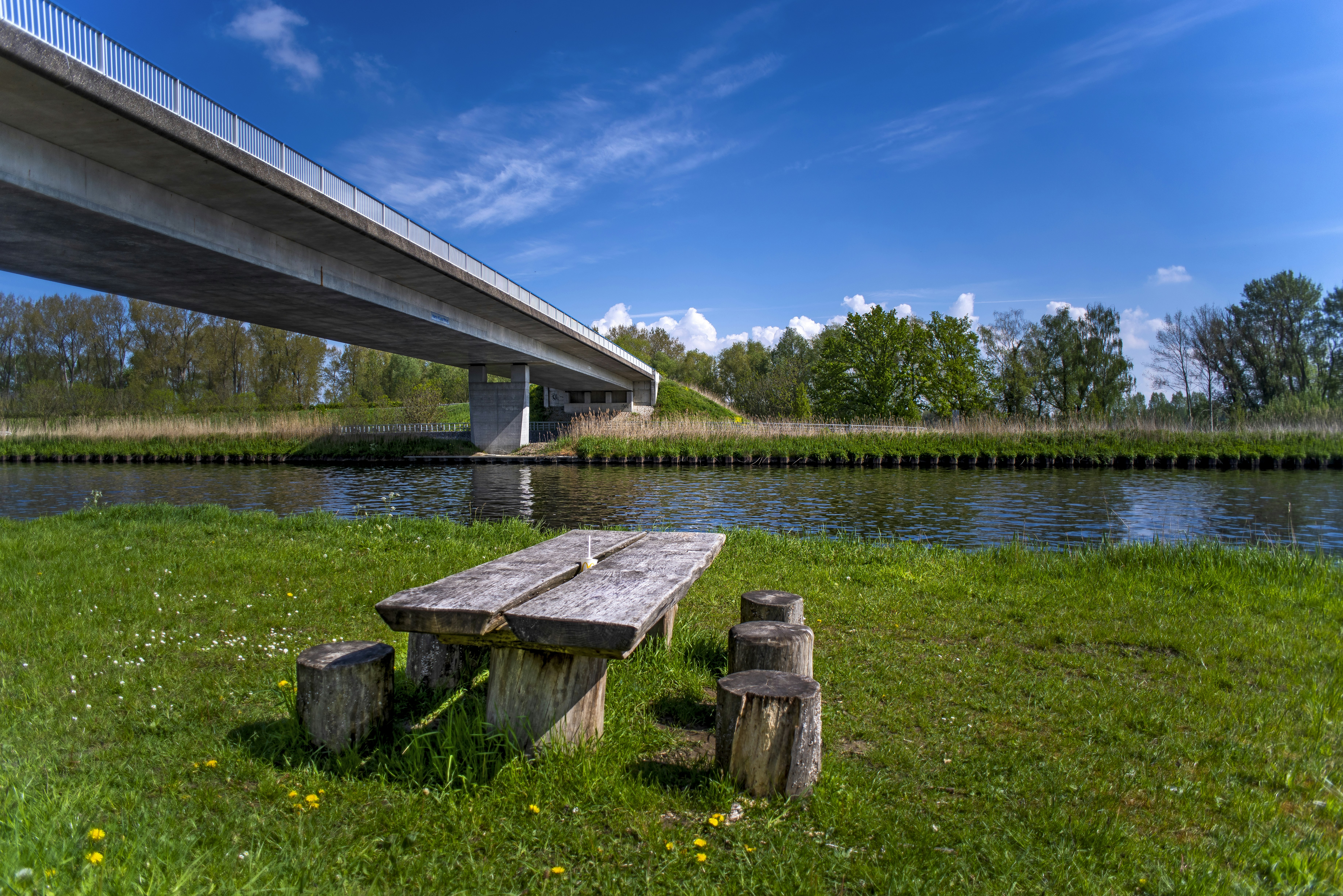Riverside Picnic Under a Quiet Bridge