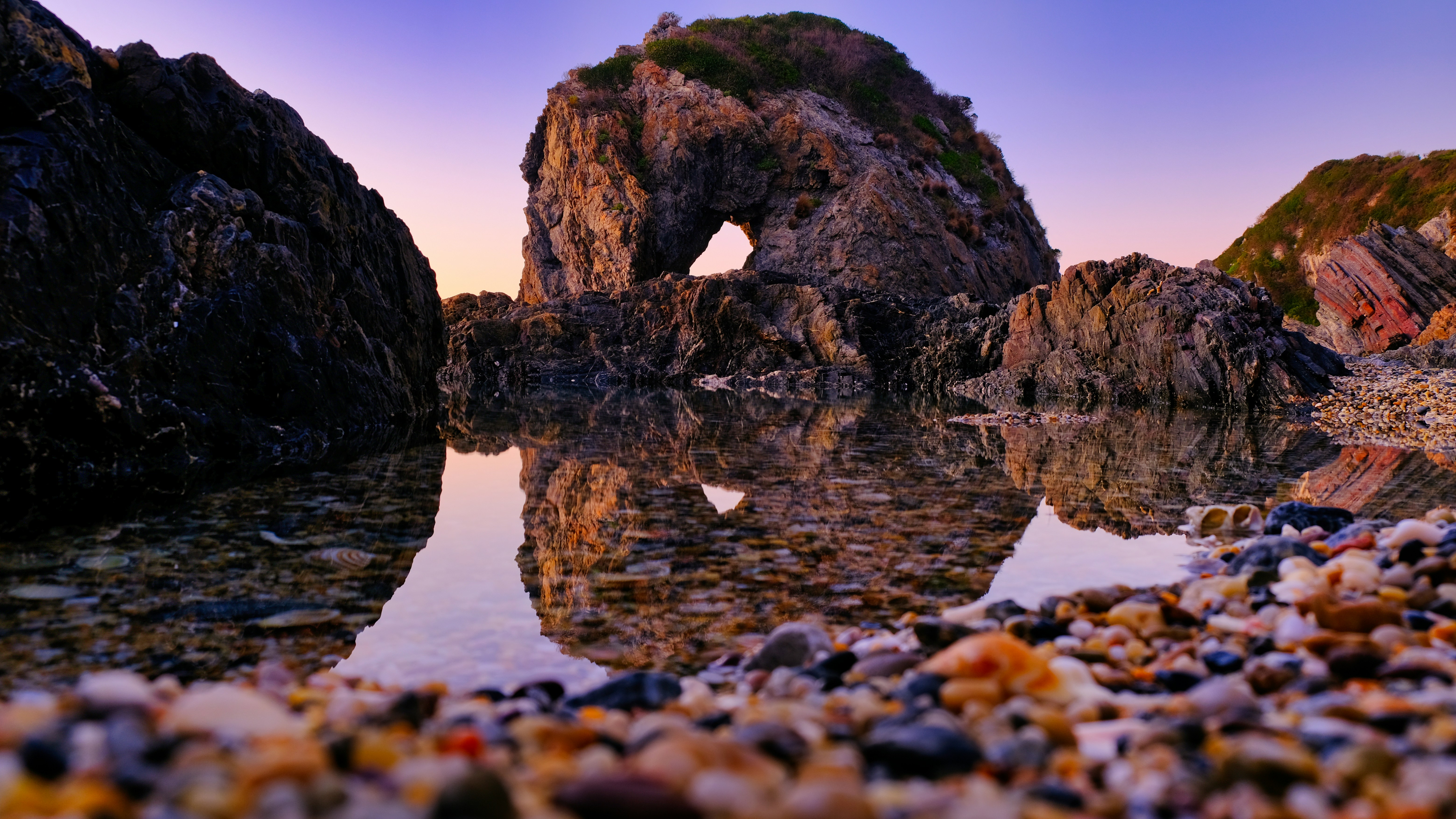 Rock Arch Reflections at Dusk