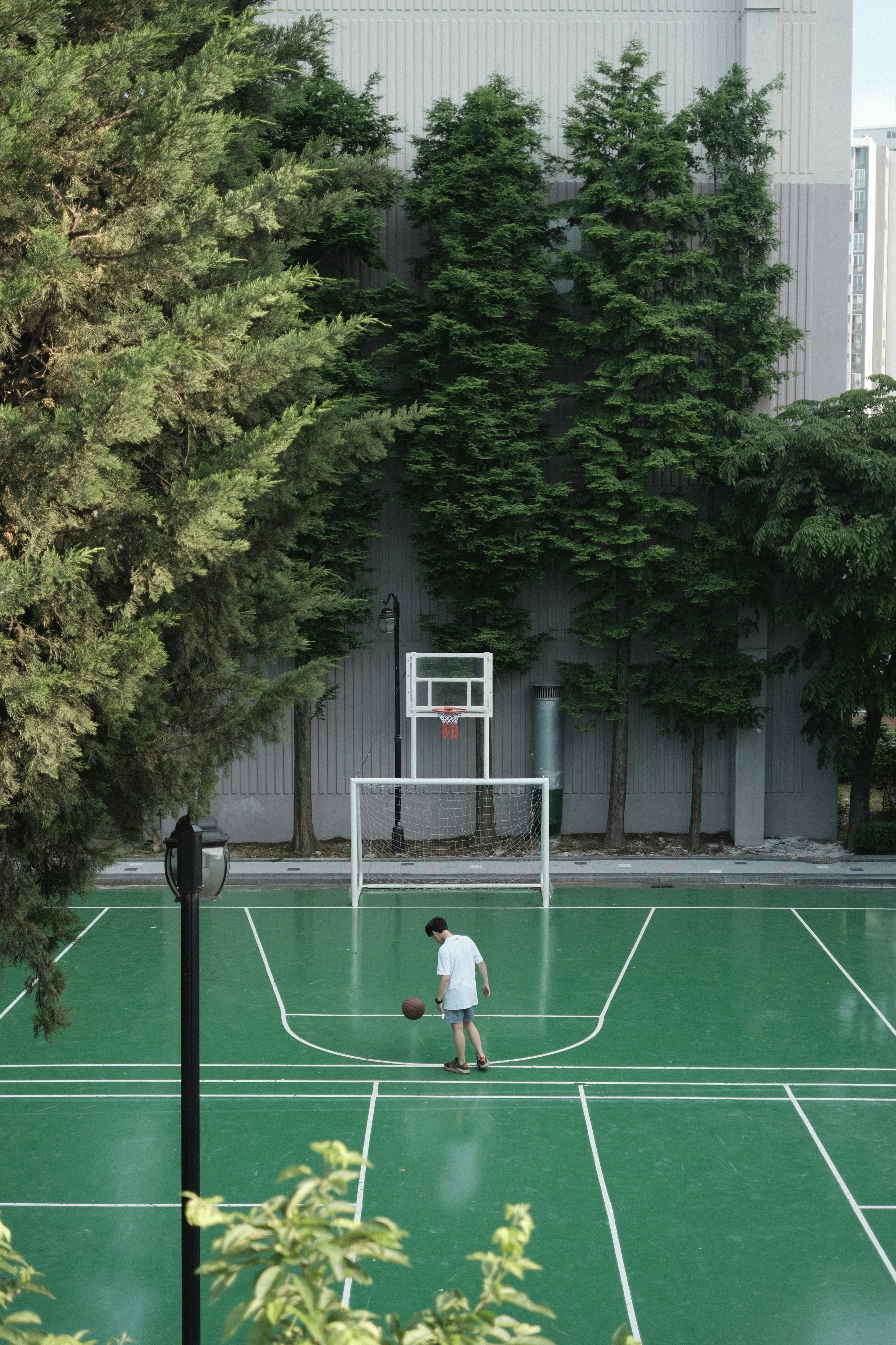 Courtside Dribble: Teen Faces the Endless Green Court