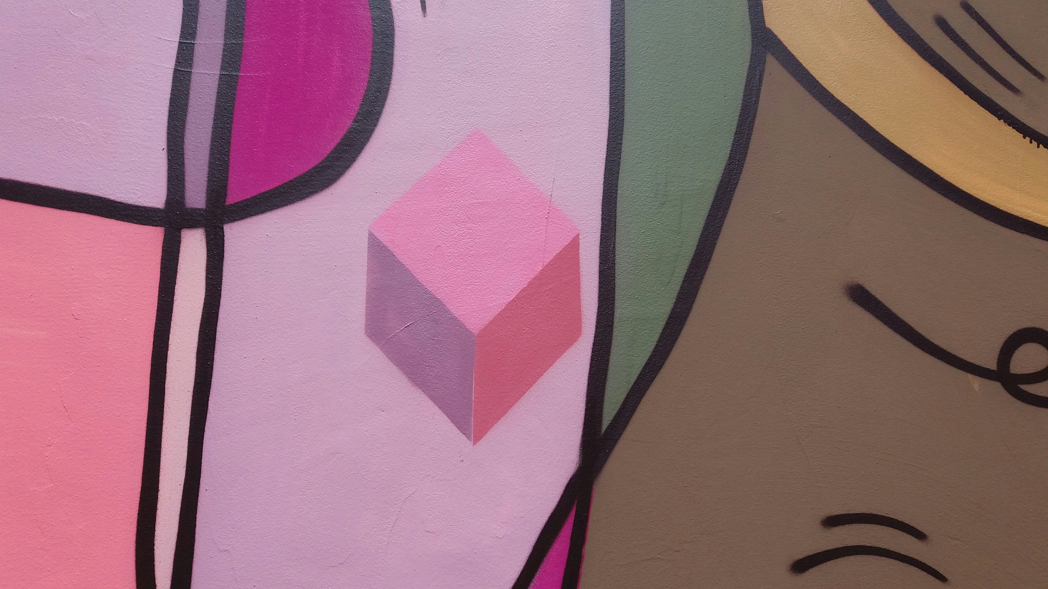 Pastel Cube in a Graffiti Mosaic