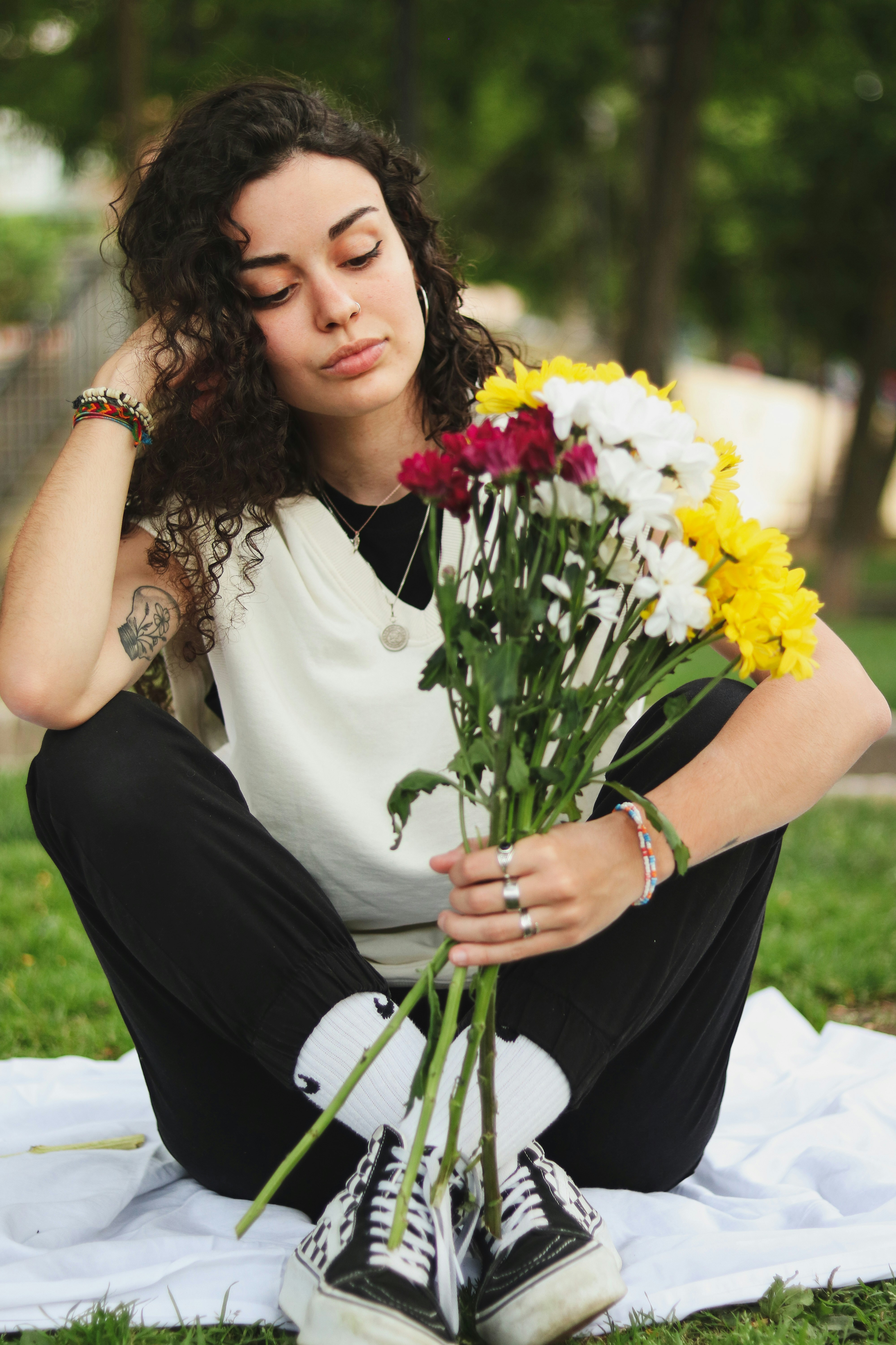 Bouquet of Quiet Color: A Portrait in the Park