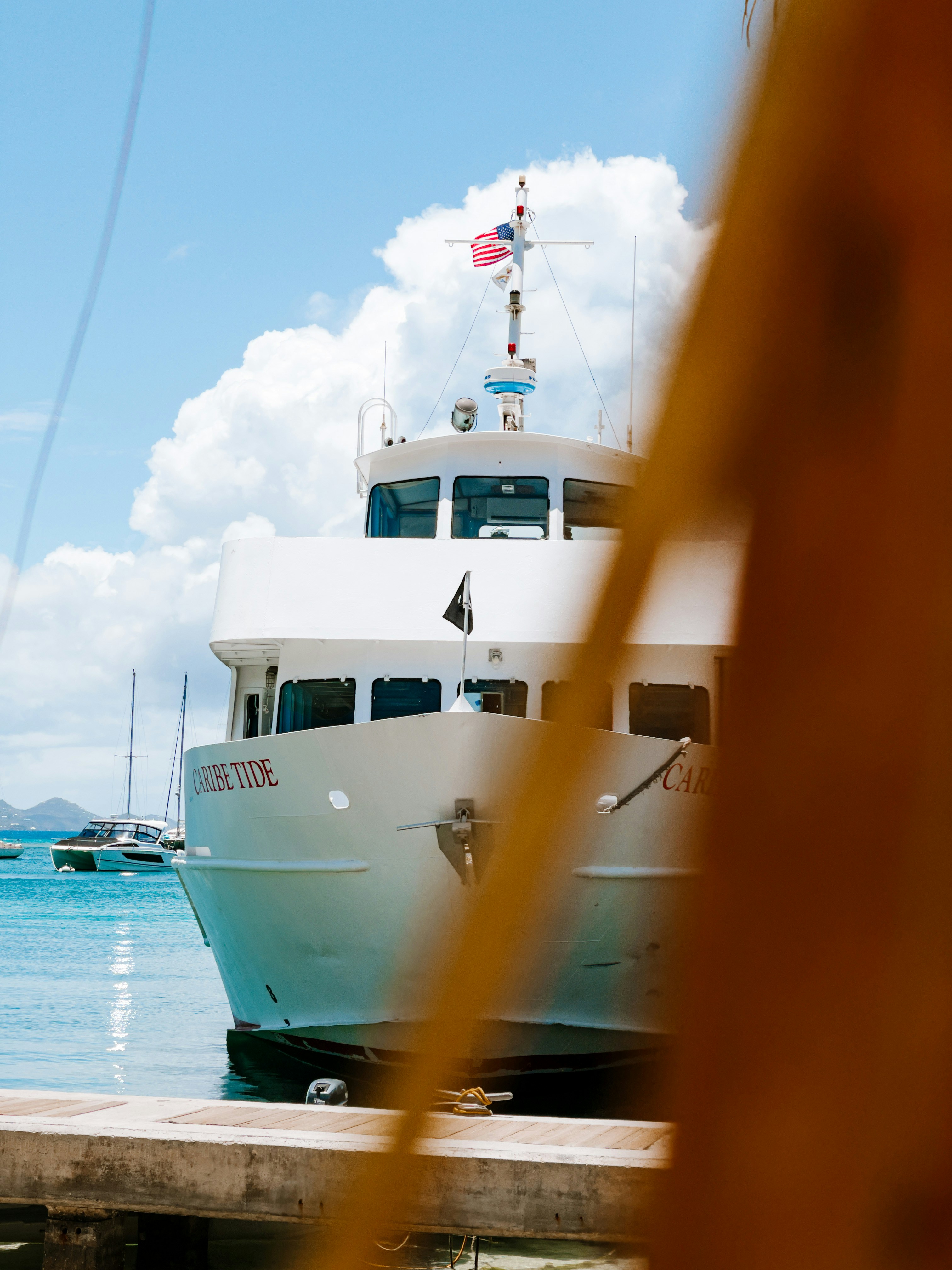 Caribbean boat docked in a harbor