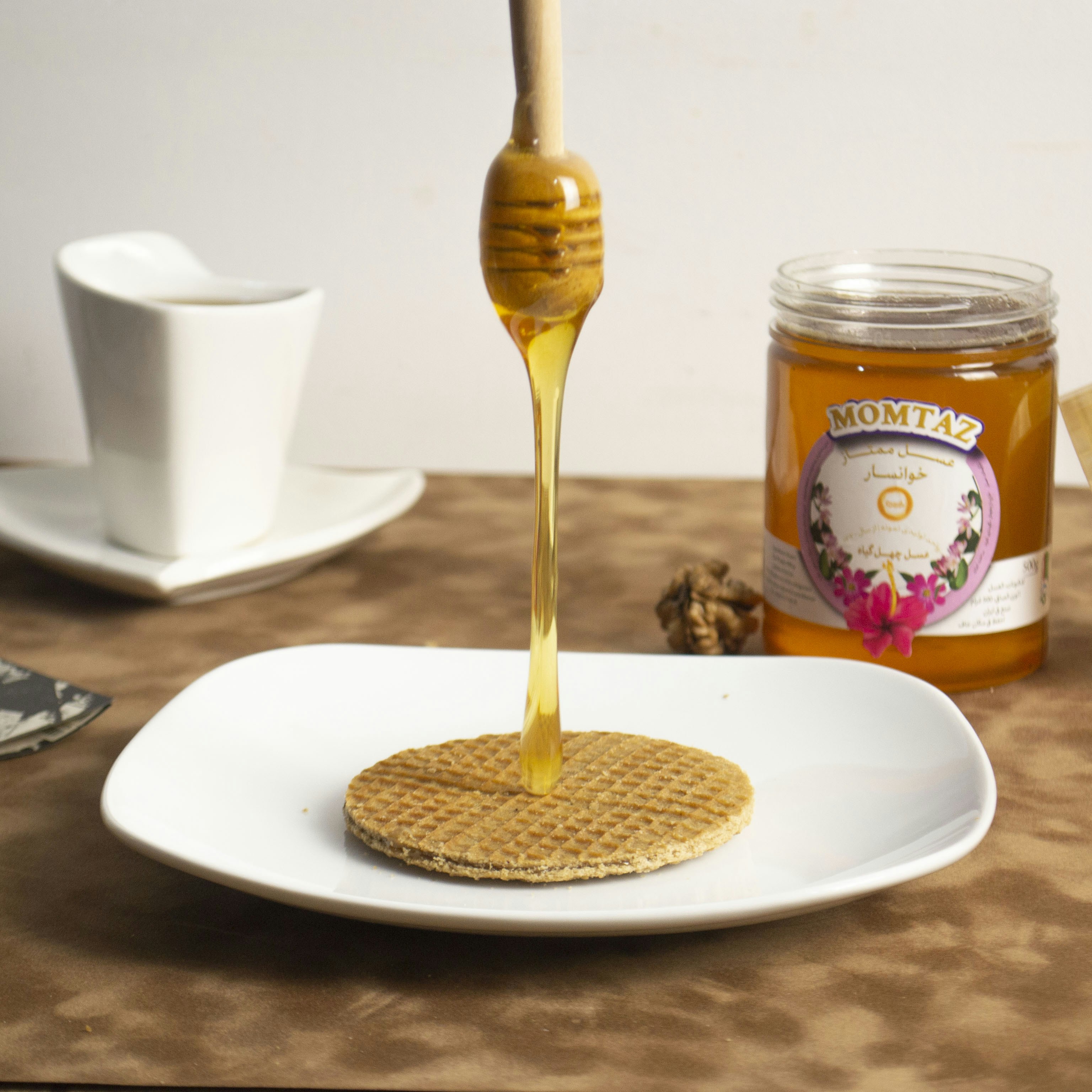 Amber Thread Over a Crisp Wafer: A Honey Moment