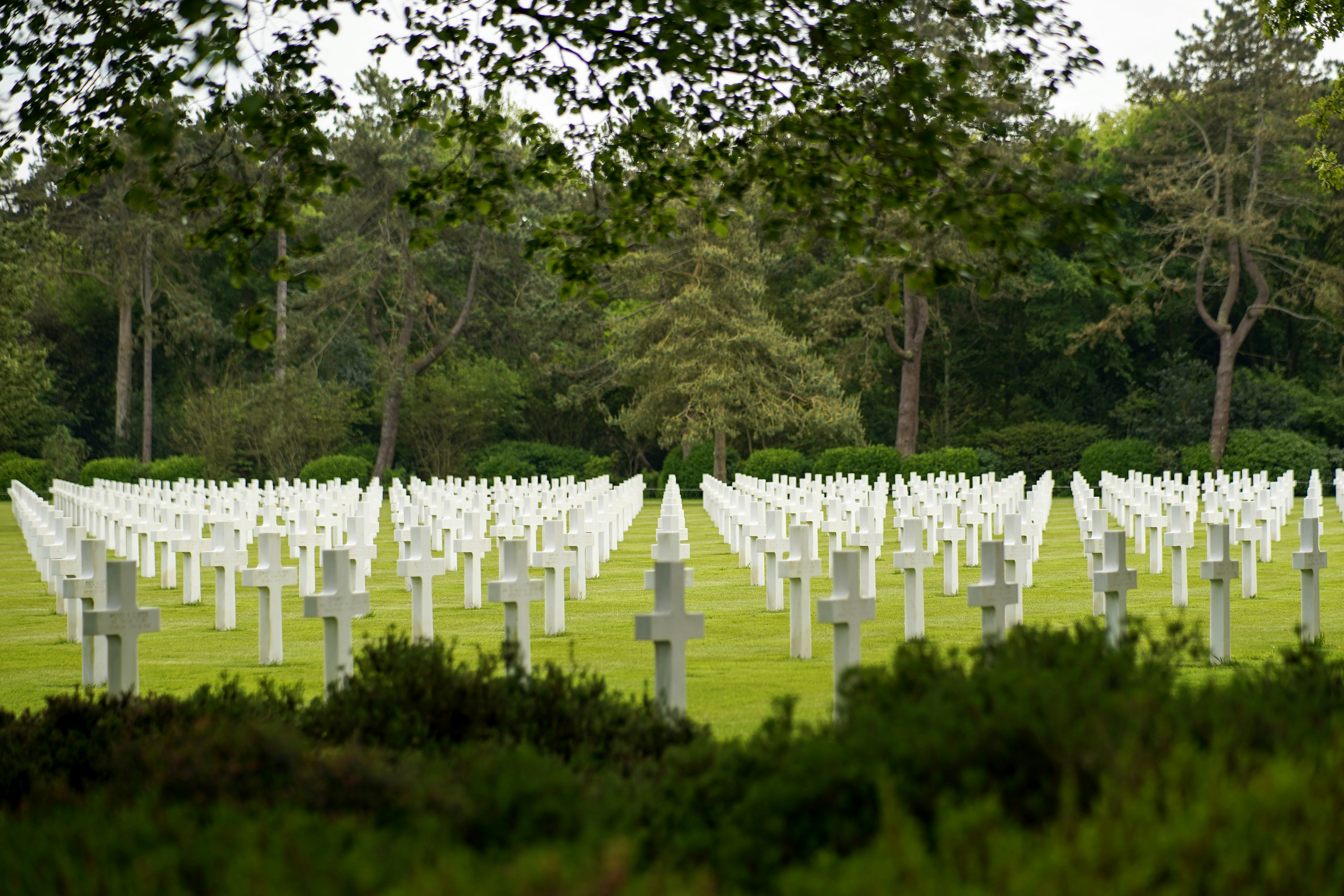 American cemetery visit in Normandy, France. A tribute to american soldiers fallen during WW2.