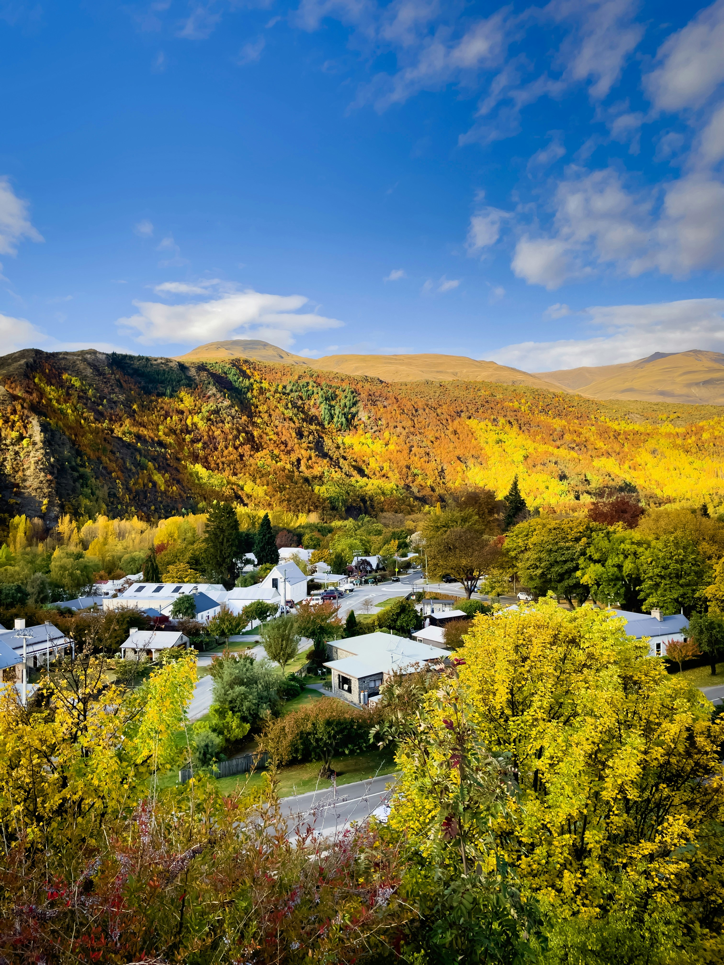 Valley of Golden Foliage: A Quiet Fall Village Under a Cerulean Sky