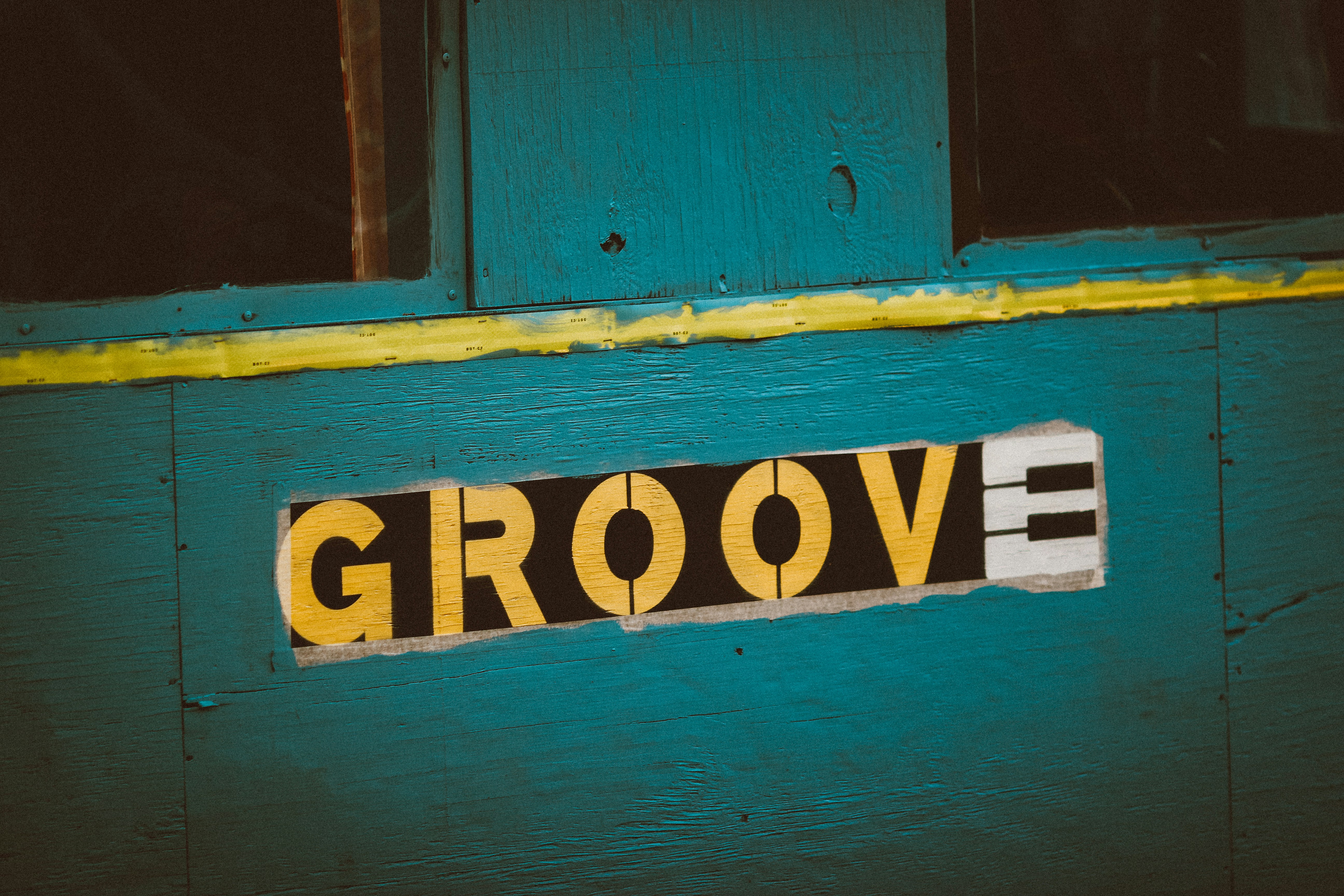 Groove on Weathered Blue Wood