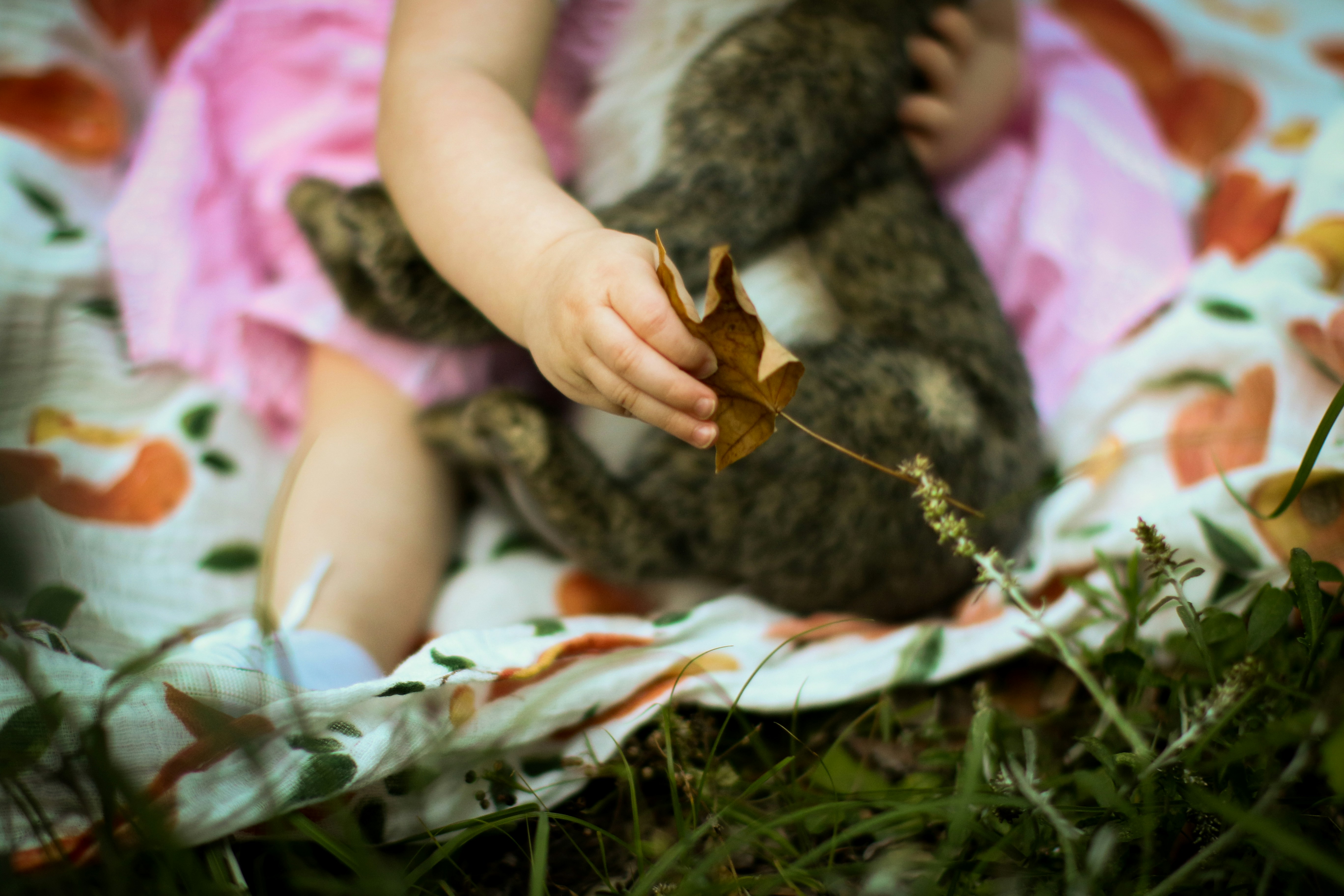 Leaf in a Tiny Hand: A Soft-Focus Afternoon Moment