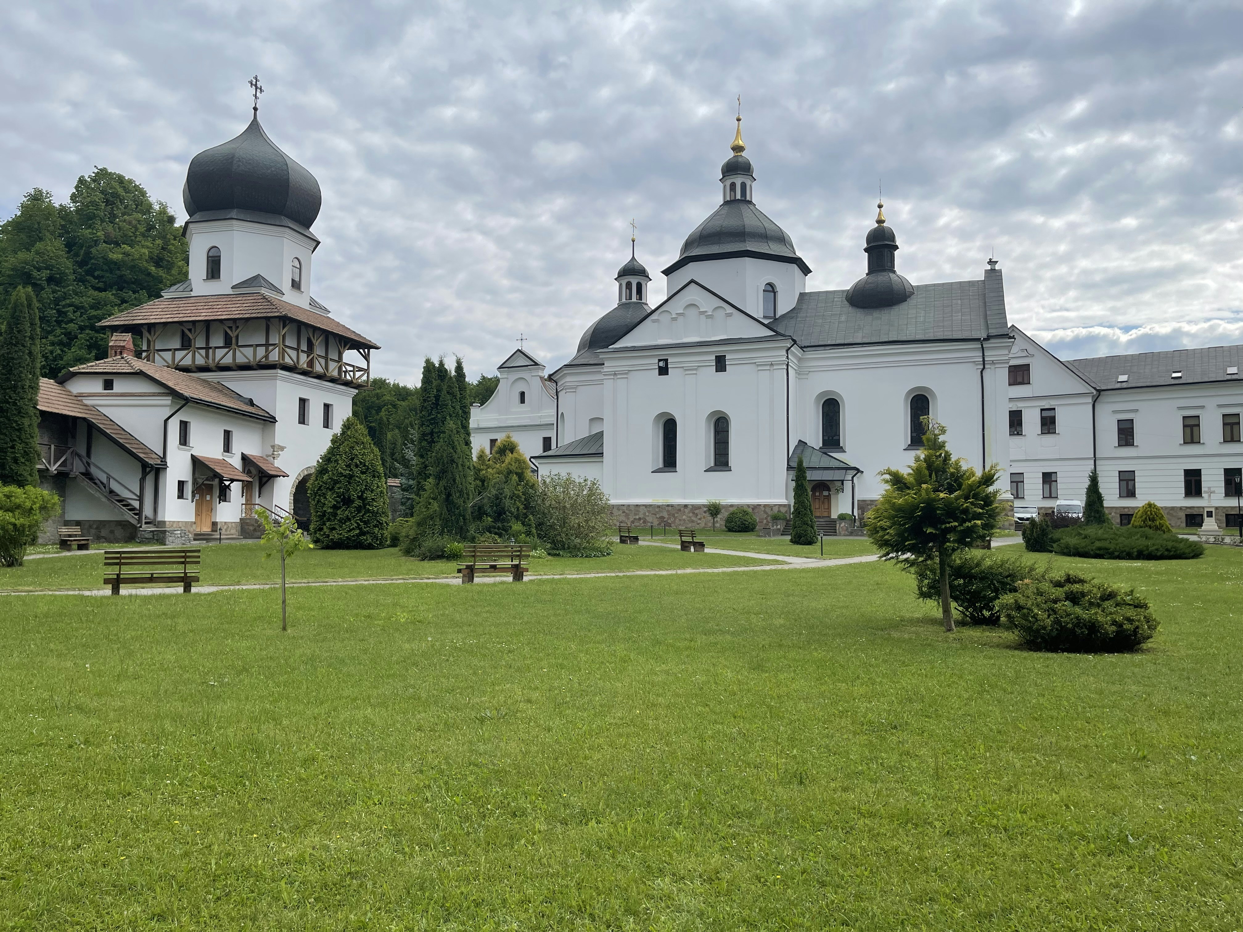 Monastic Campus Under a Soft Sky