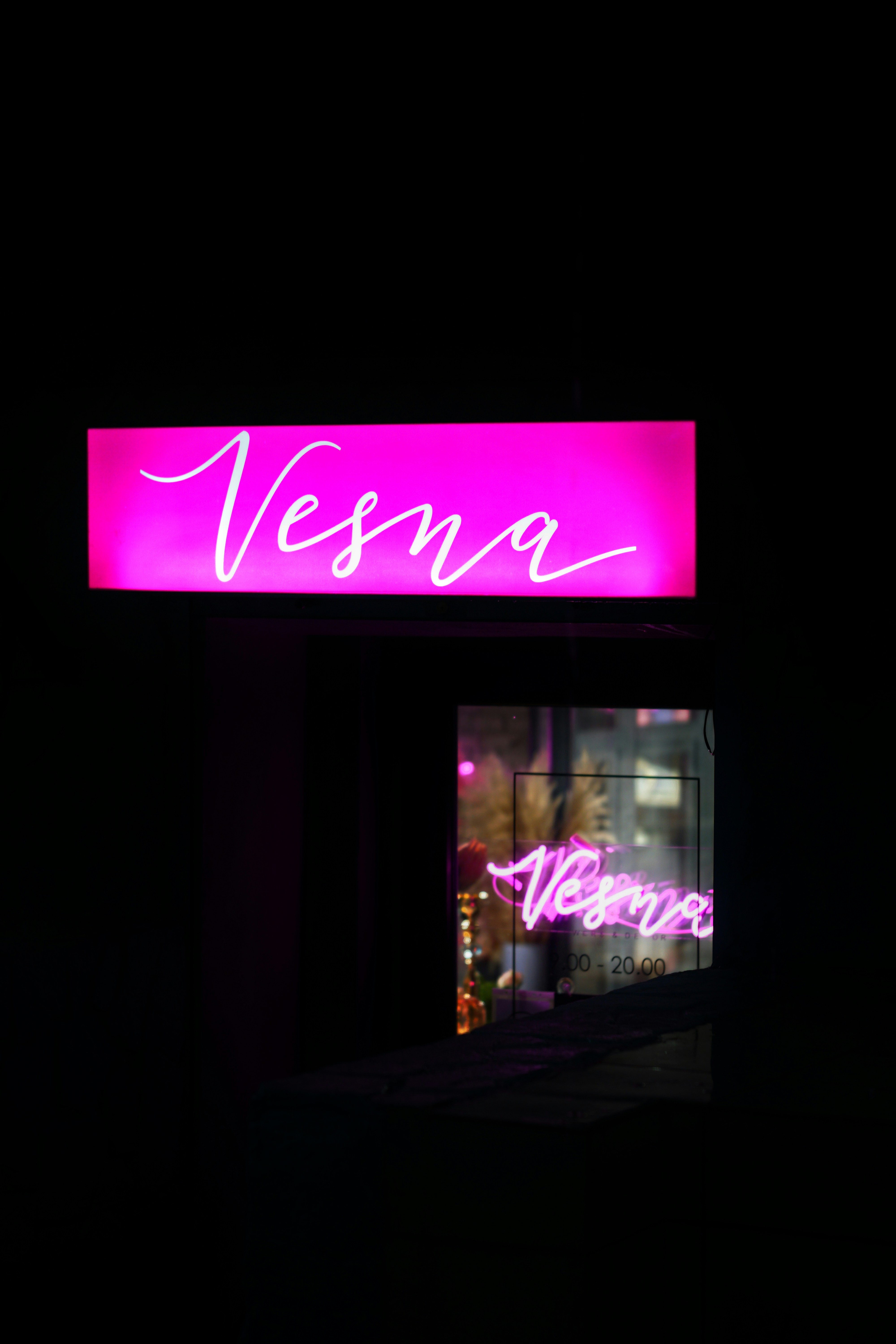 Vesna Neon Script in Midnight Magenta
