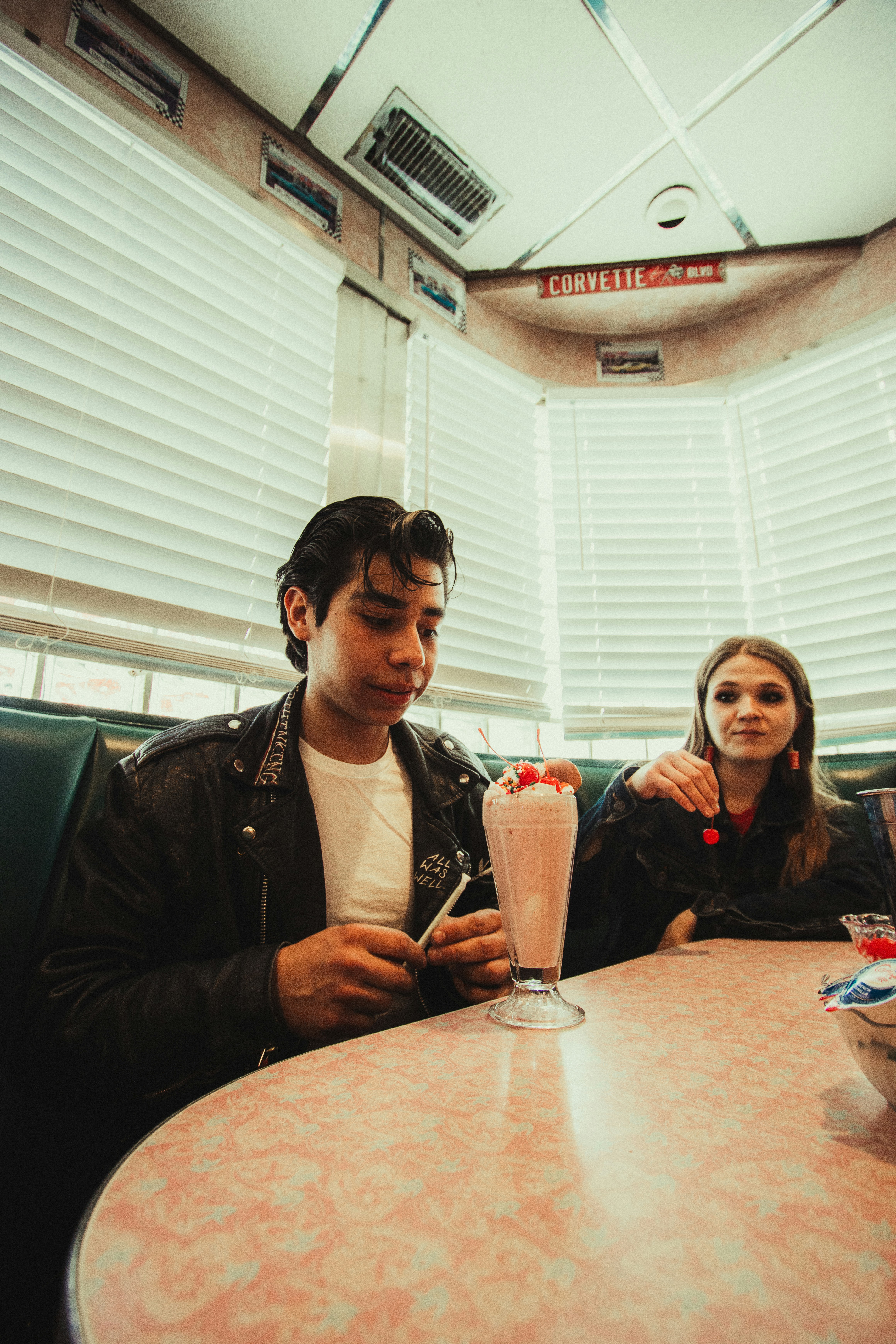 Sunlit Retro Diner Milkshake Moment