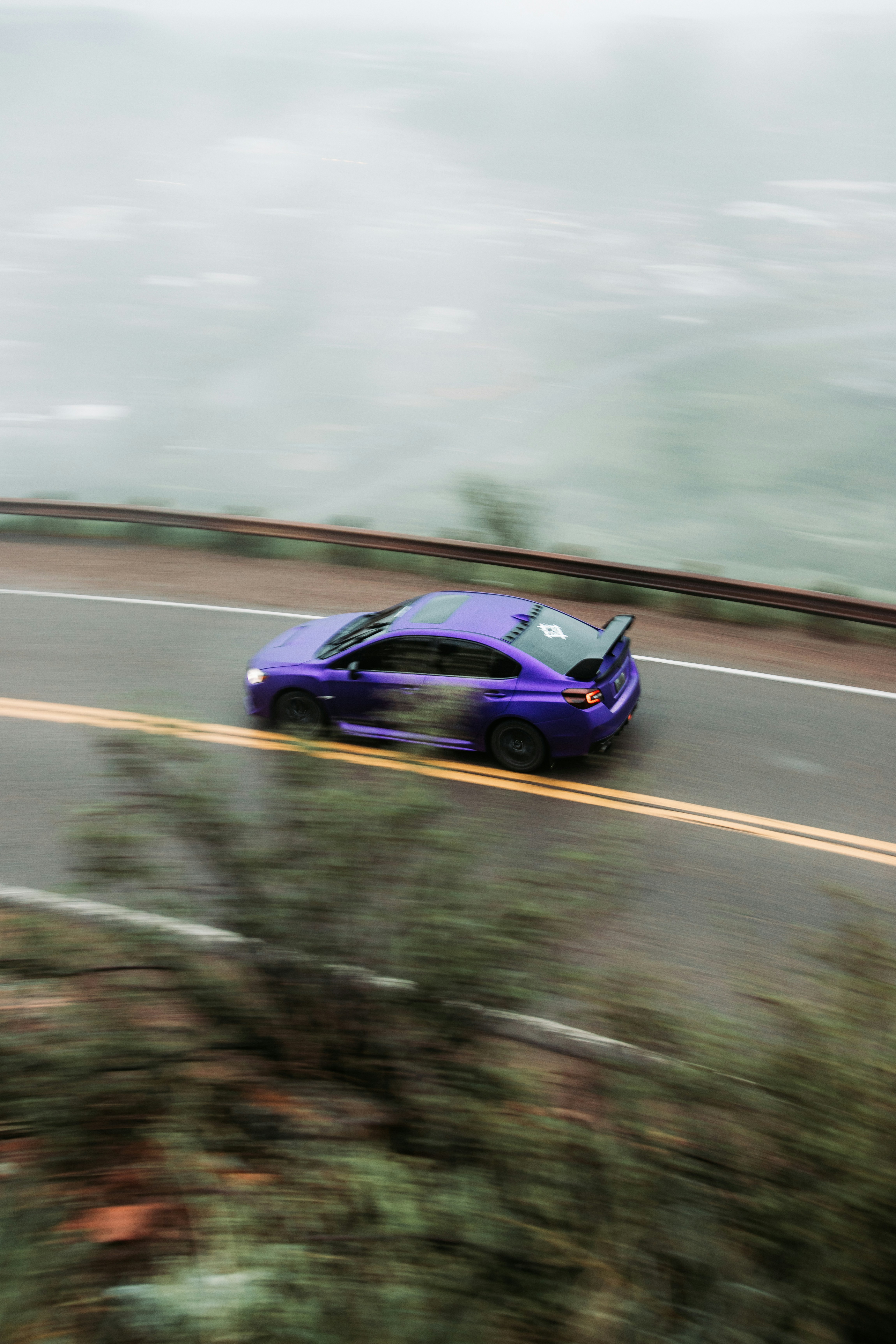 Violet Velocity on a Mountain Hairpin